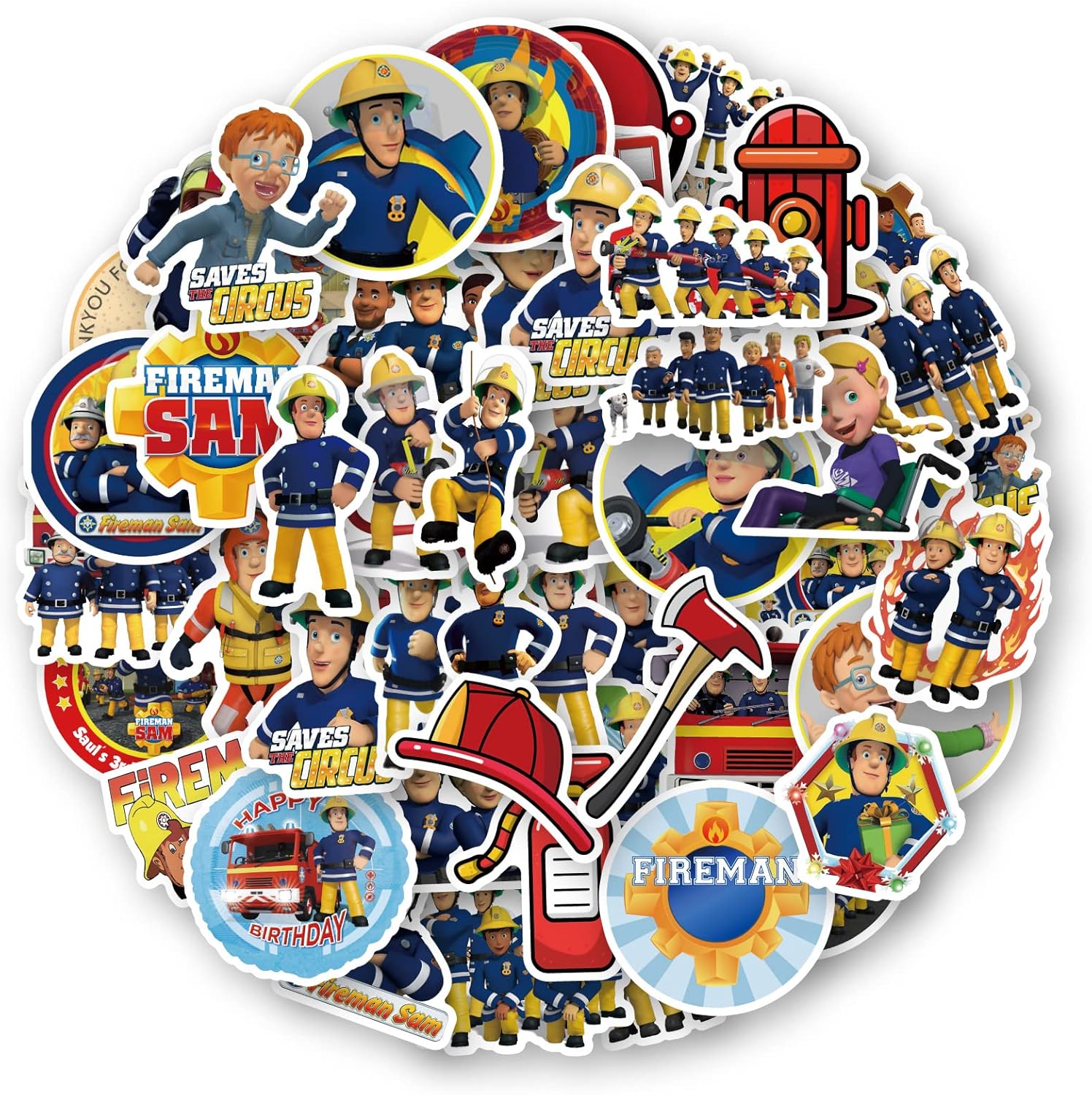 Amazon.com: 50pcs Sam Fireman Stickers for Kids, Cute Fire Engine ...