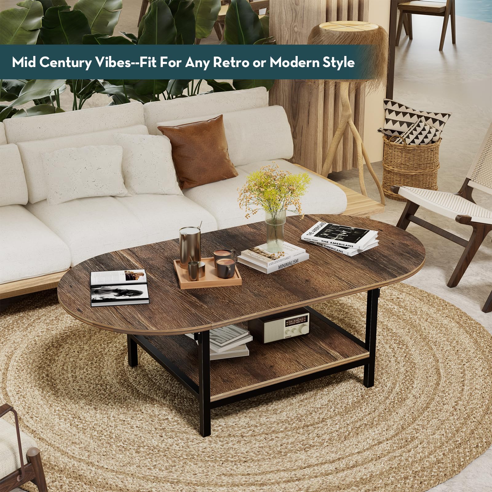 Retro Coffee Tables Small Living Room Costway Retro Rectangular Center
