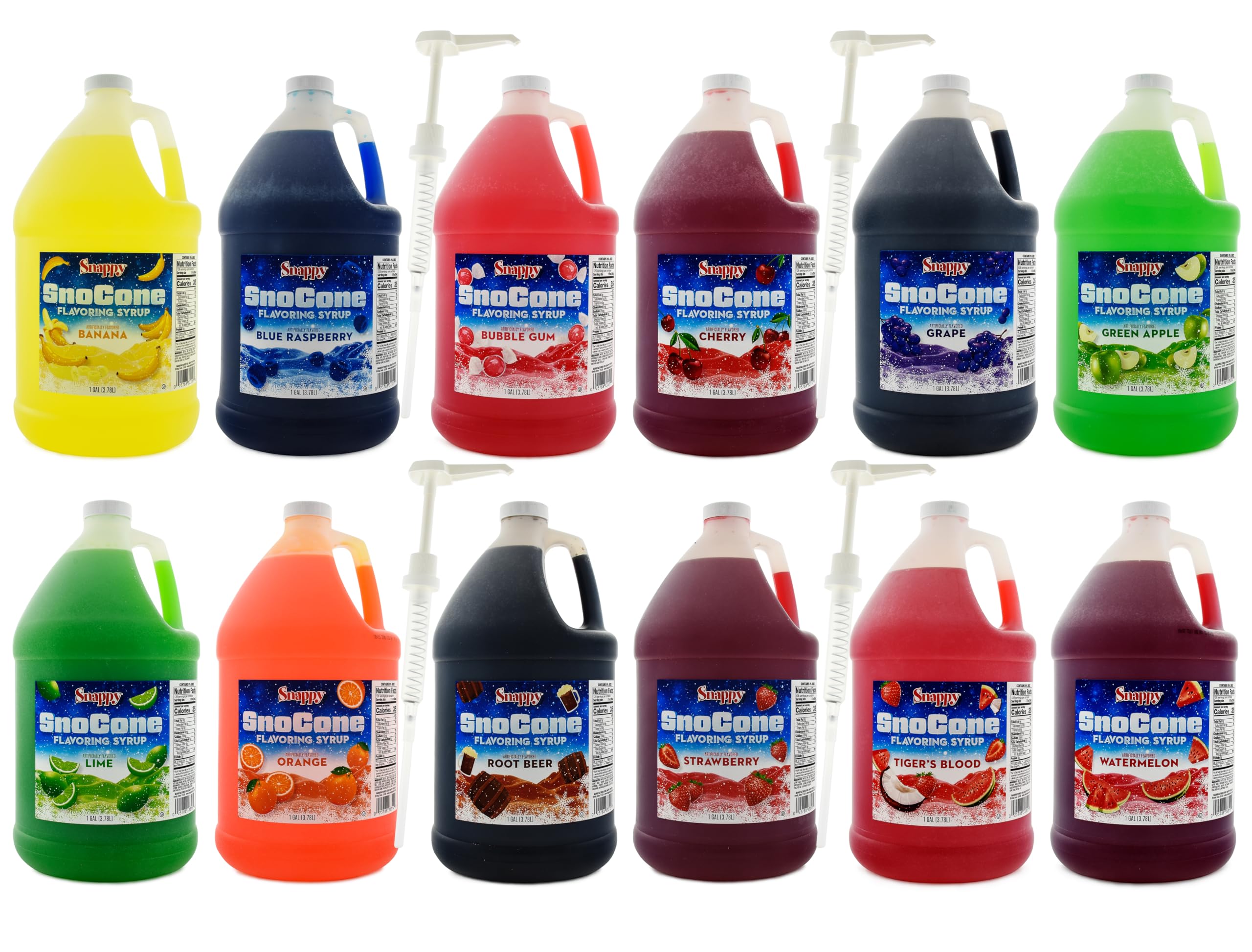 Amazon.com: Snappy Sno Cone Syrup Mix & Match 4 Pack with 4 Syrup Pumps ...