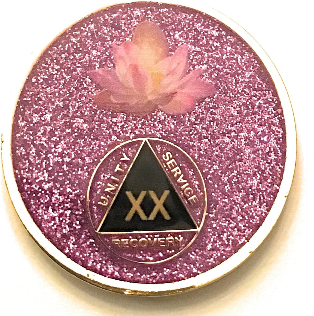 Amazon.com: 20 Year AA Medallion - The Lotus Purple Medallion Glitter ...
