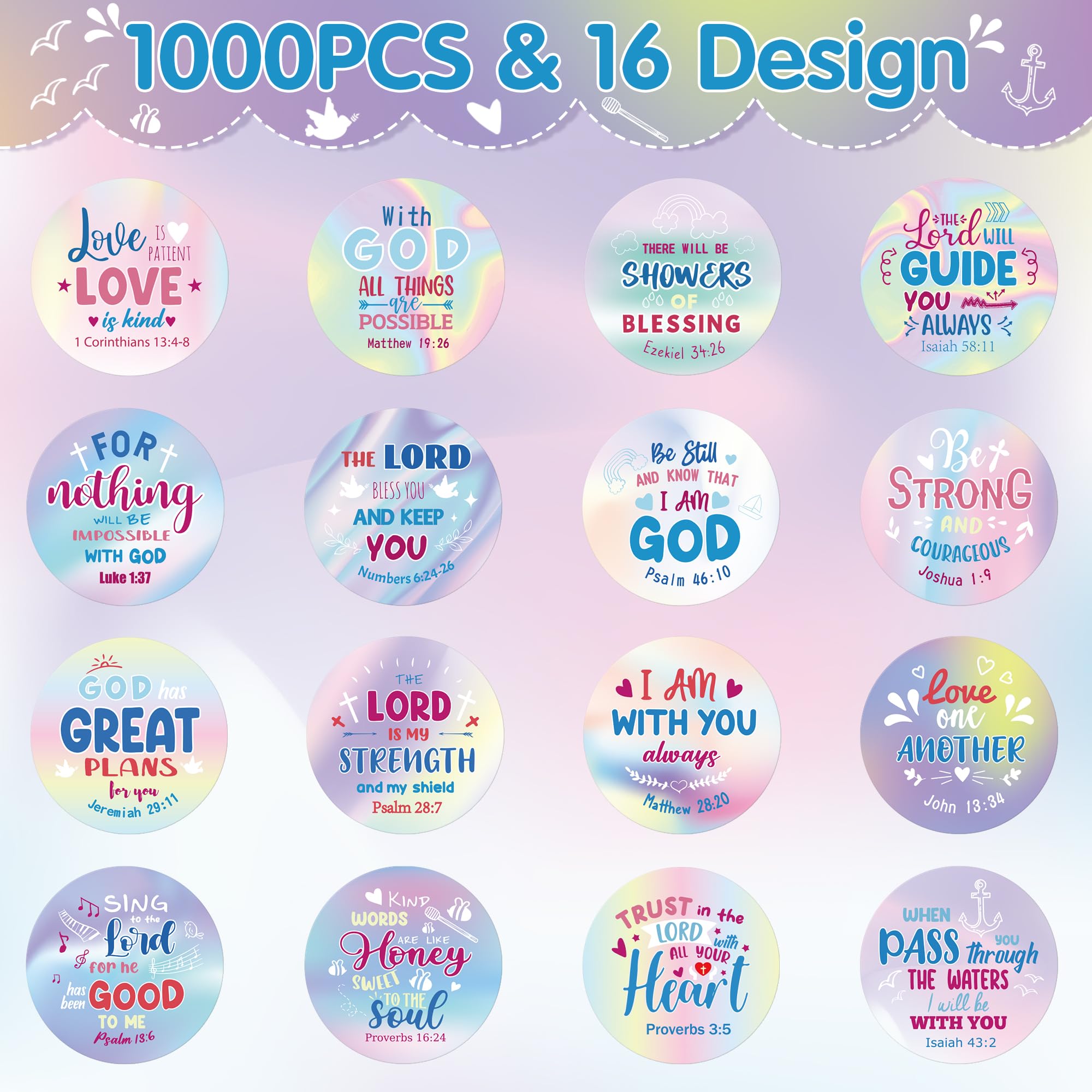 Snapklik.com : 1000pcs Christian Religious Sticker Rolls, 16 Designs ...