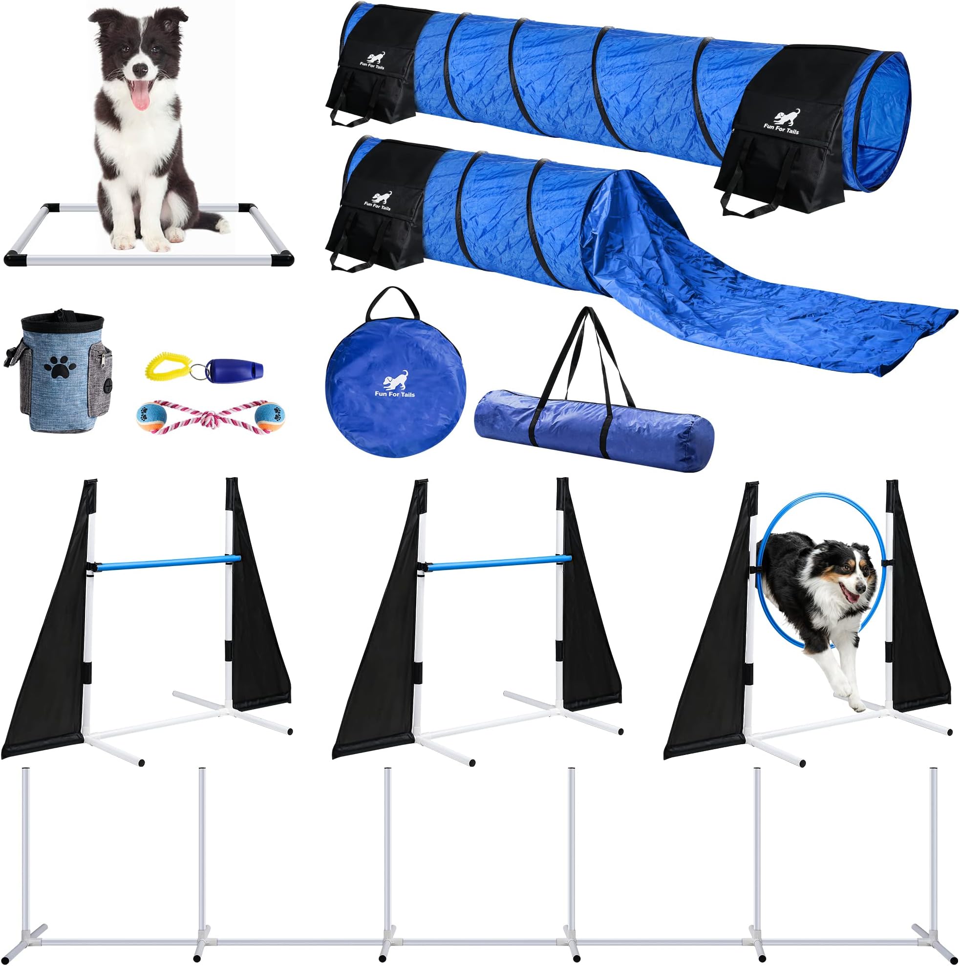 Amazon.com : Dog Agility Training Equipment Course Set, Weave Poles ...
