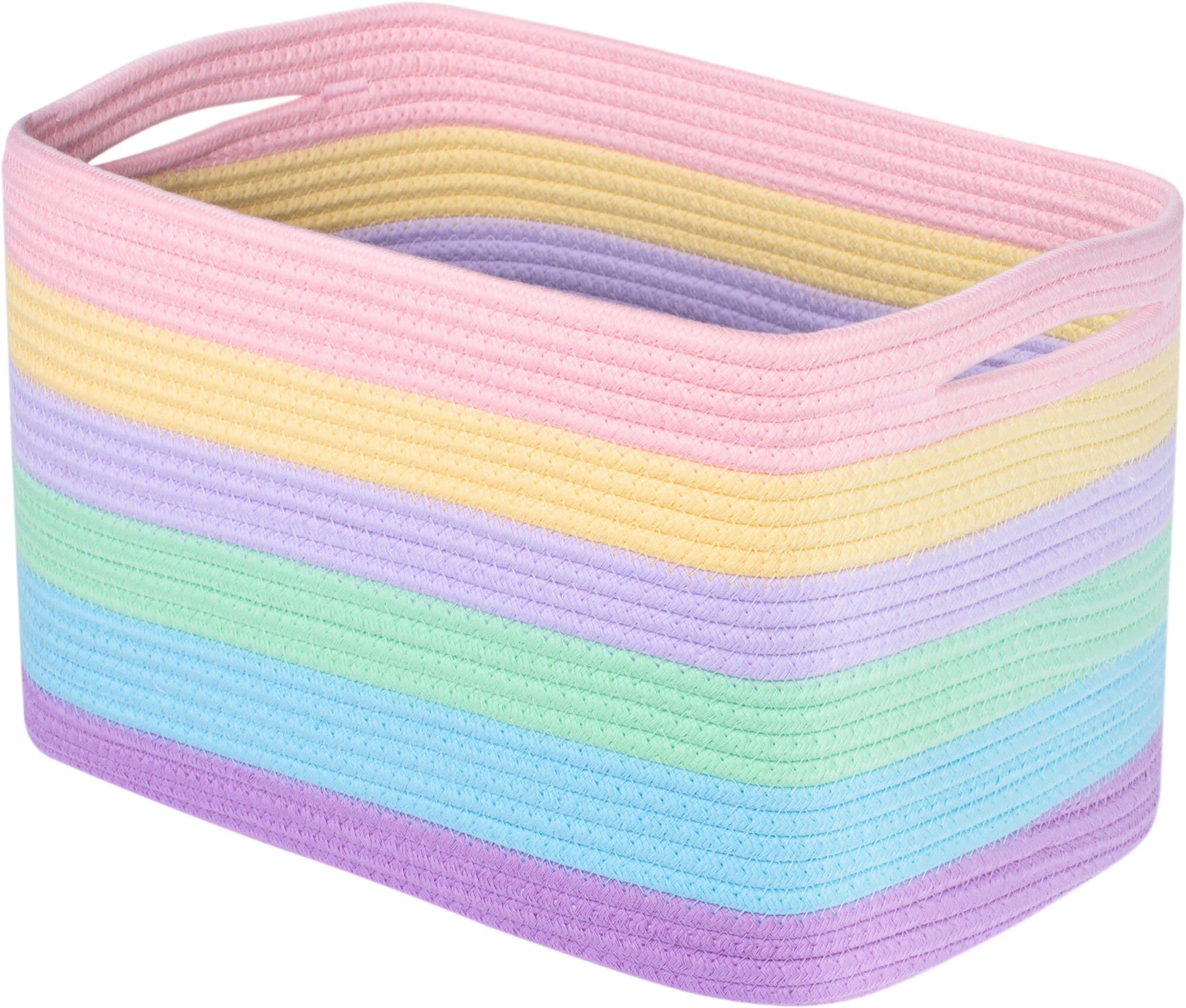 Amazon.com: OrganiHaus Rope Rainbow Storage Baskets for Shelves ...