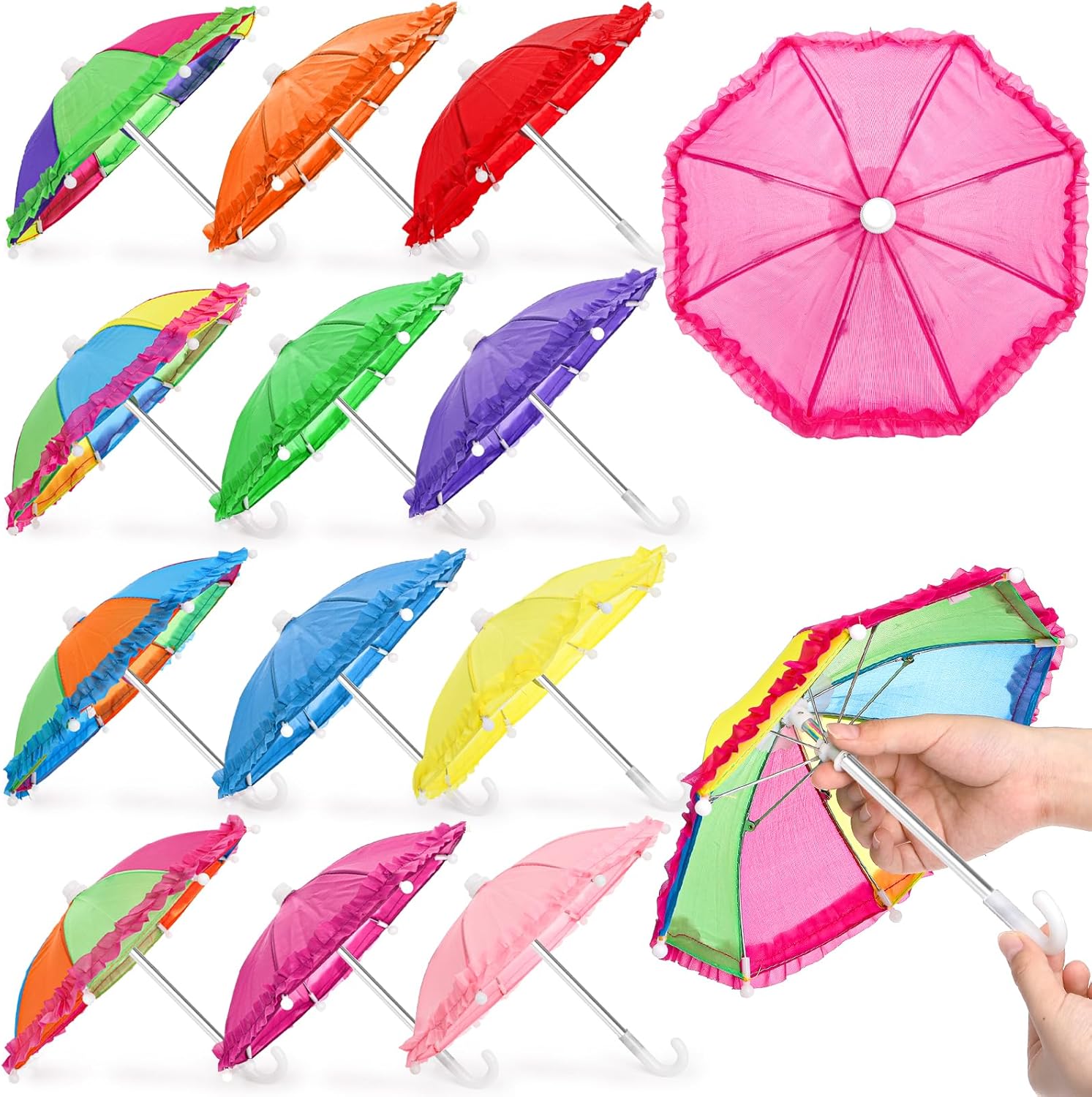 Amazon.com: Noamus 12 Pcs Cute Mini Doll Umbrella, 11" Colorful Tiny ...