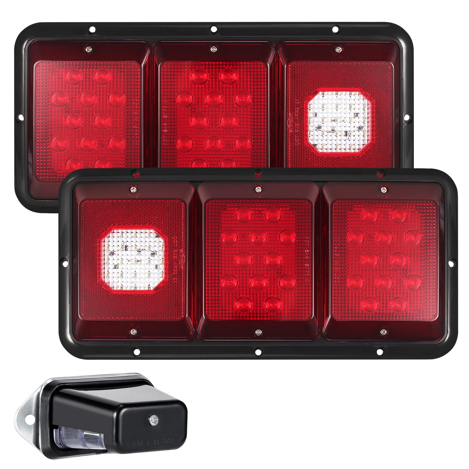 Amazon.com: Partsam 2Pcs LED Triple Tail Lights 45 LEDs Surface Mount ...
