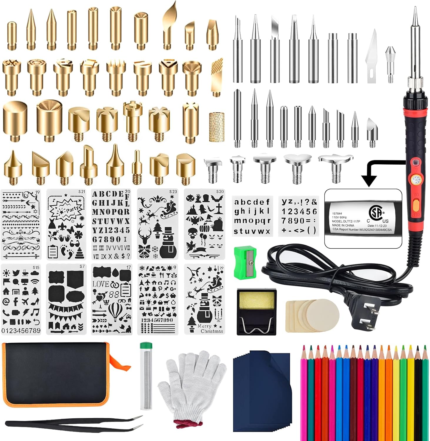 Wood Burning Kit 117pcs, 60W 110V Pyrography Wood Burning Tool Kit ...