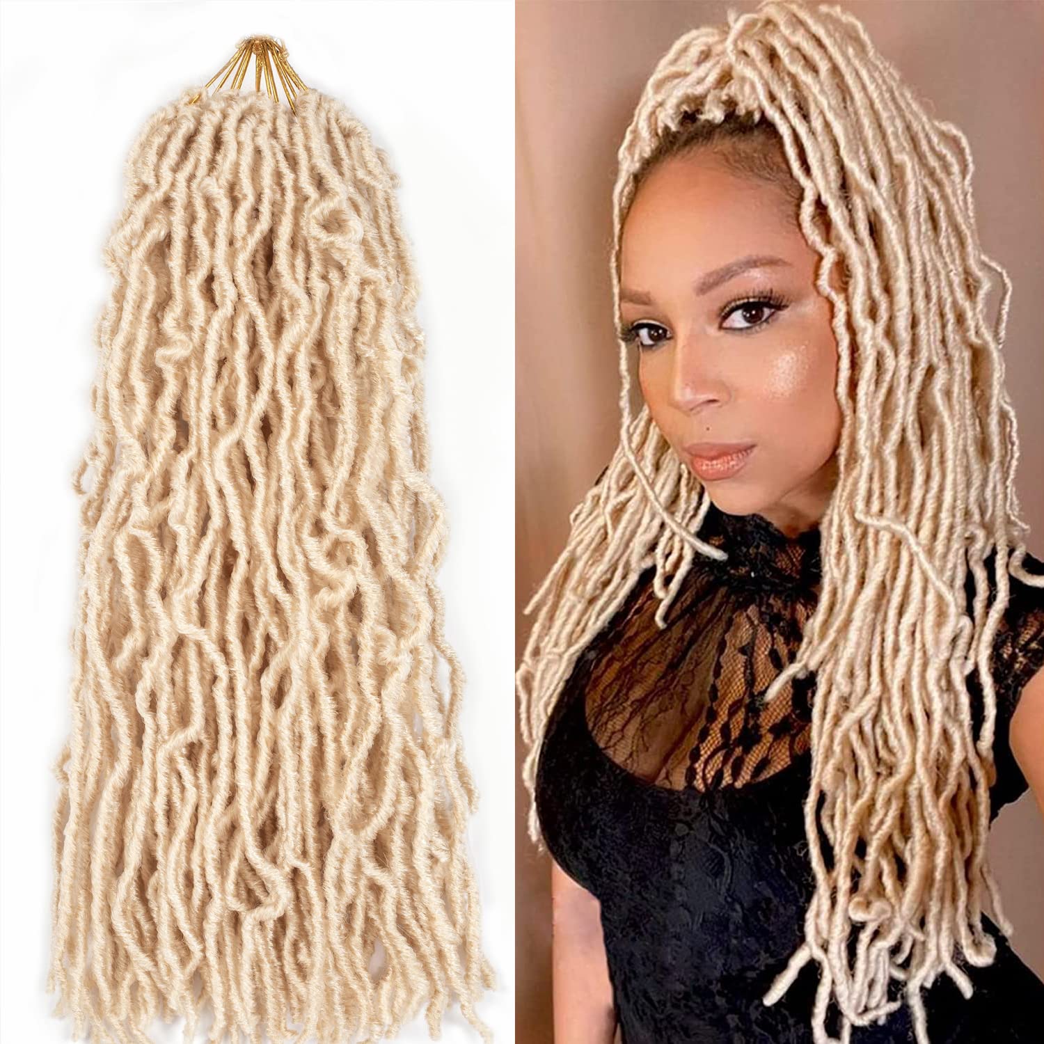 Buy Blonde Faux Locs Crochet Hair-613 Soft Locs 18 Inch 7 Packs Natural ...