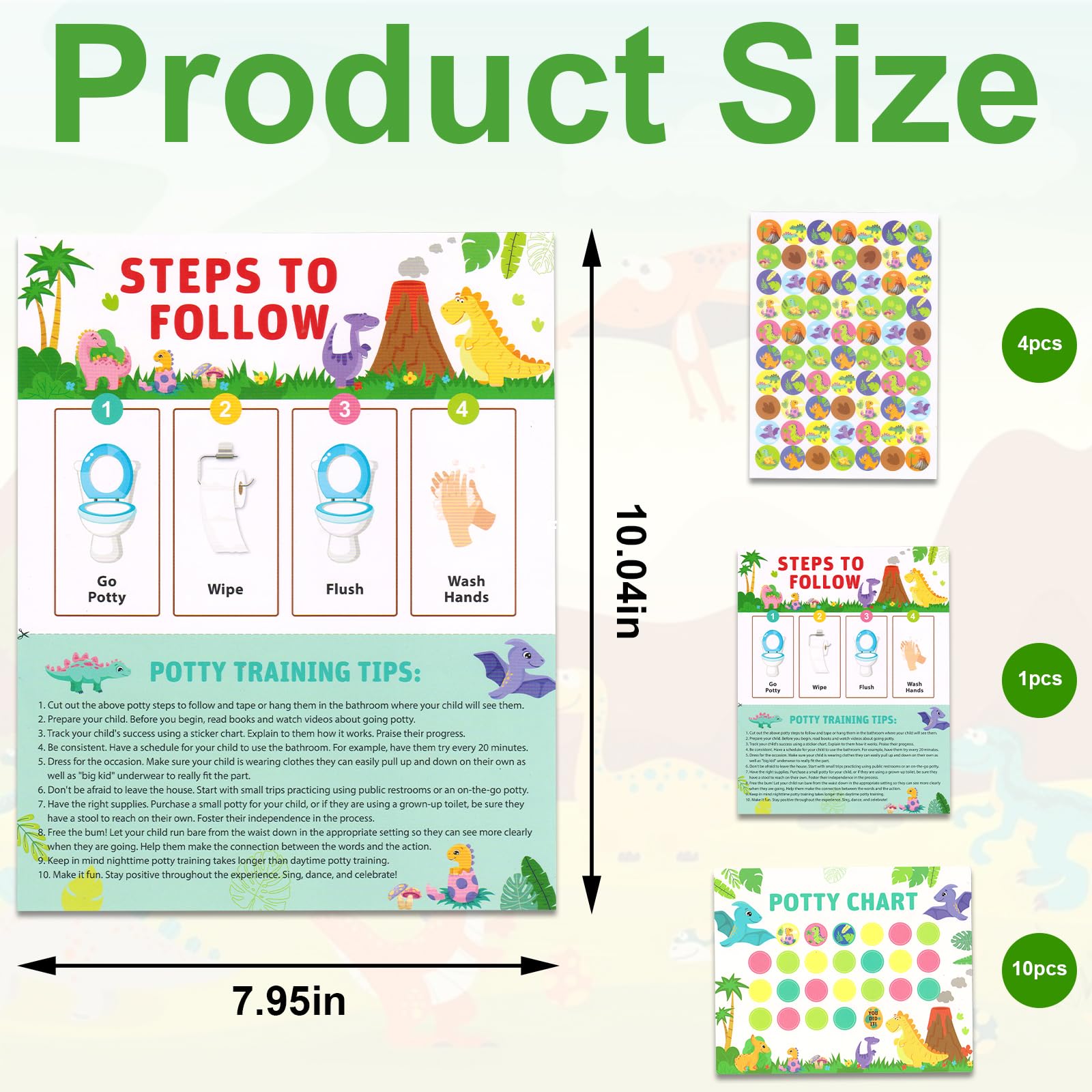 Snapklik.com : 10pcs Potty Training Stickers Chart, Cartoon Dinosaur ...
