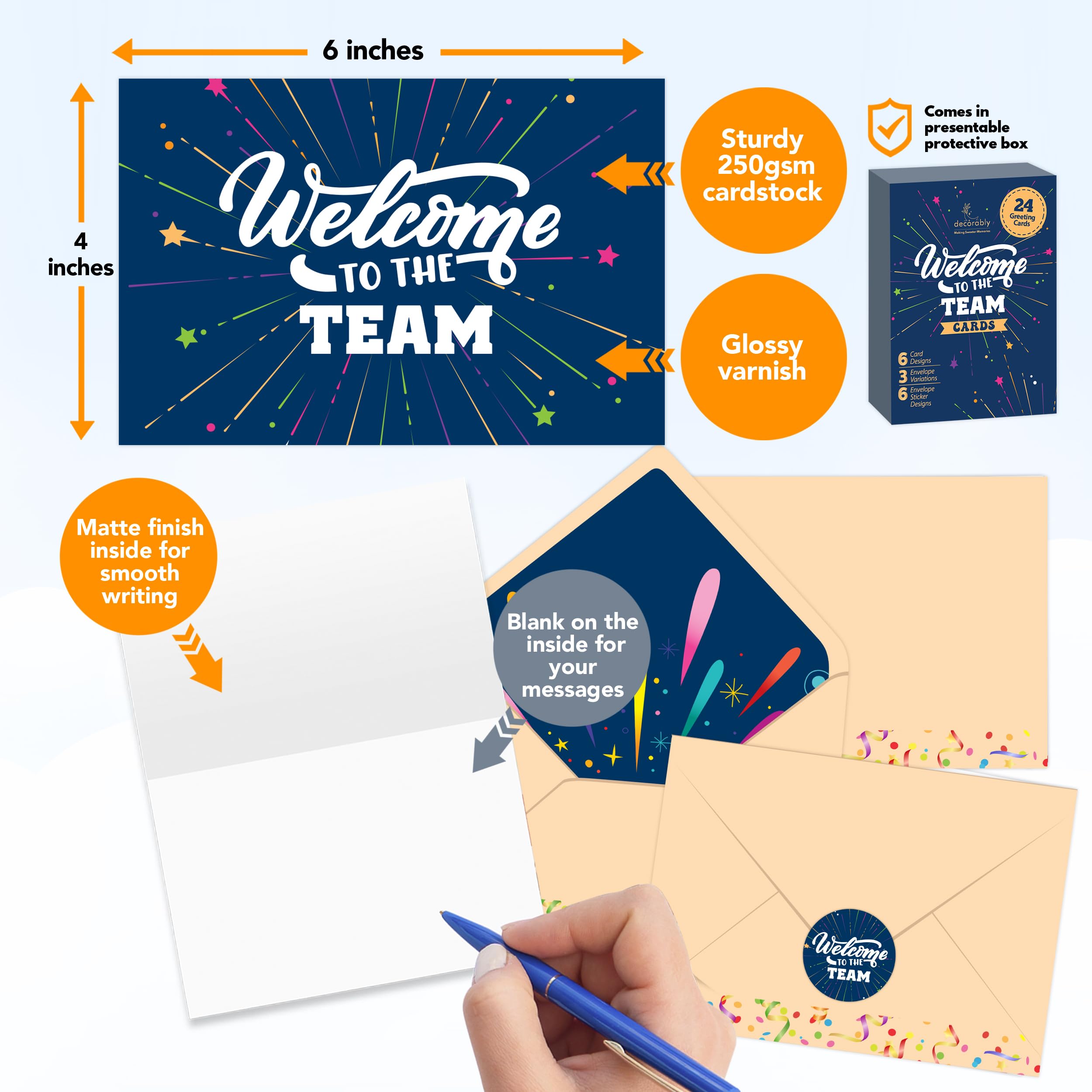 Decorably 24 Pack Welcome to the Team Card with Envelopes & Stickers ...