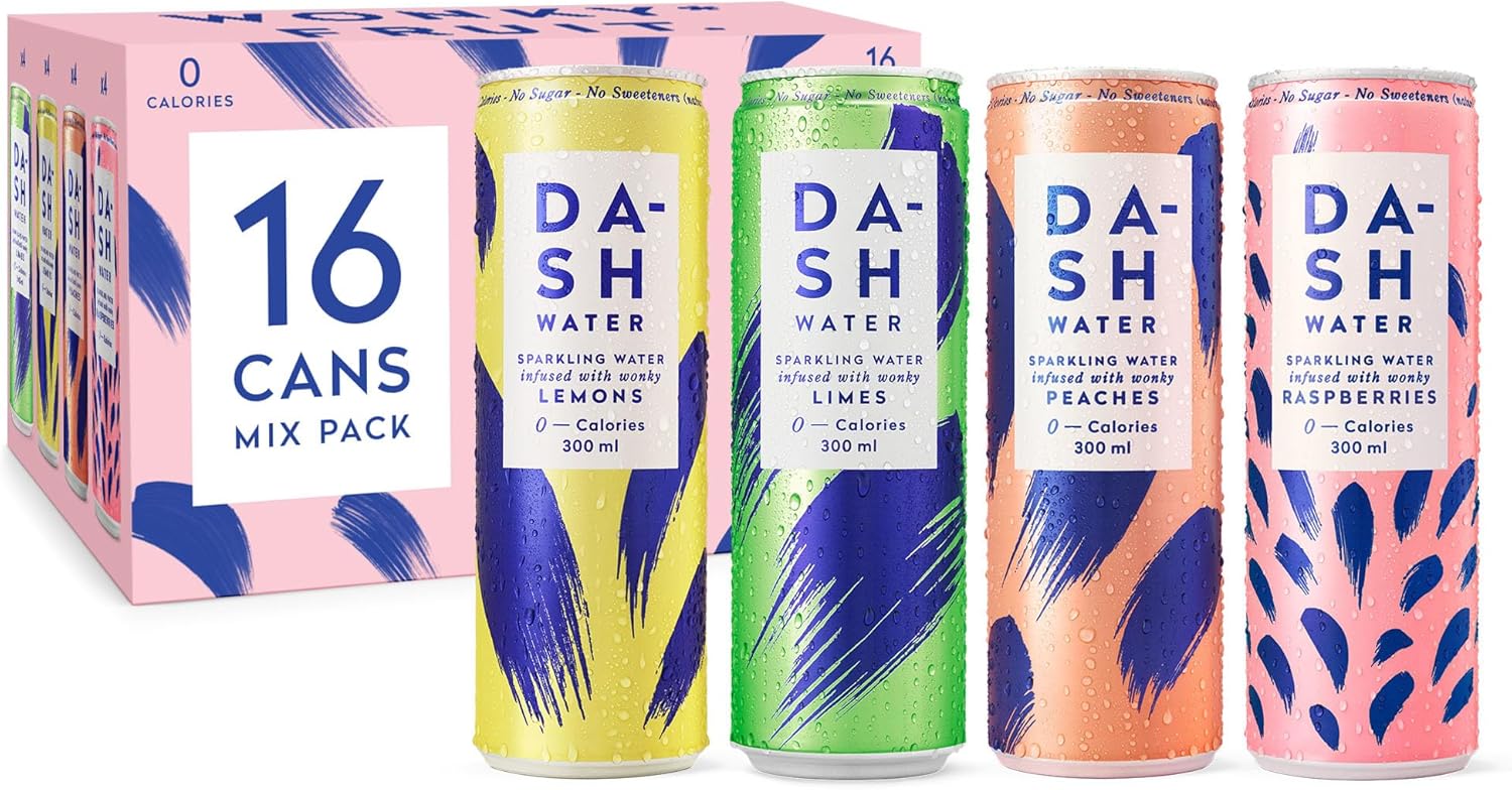 Dash Water Variety Pack - 16 x Flavoured Sparkling Spring Water - Peach ...