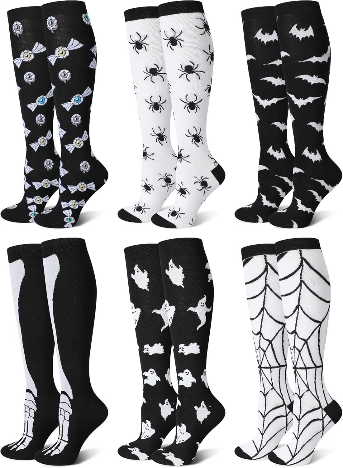 Amazon.com: Hotop 6 Pairs Halloween Knee High Socks for Men Women ...