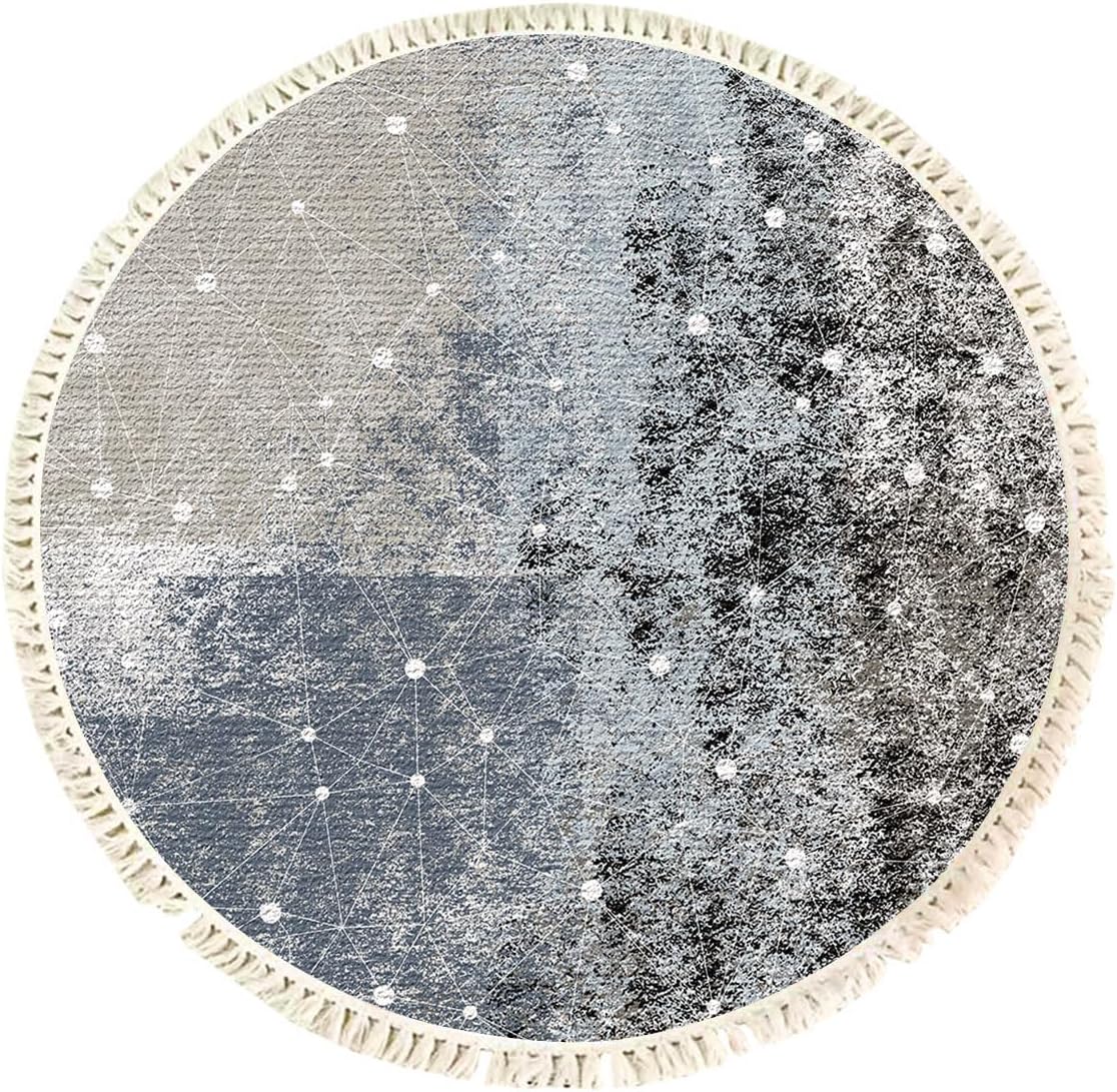 Round Rugs 2ft Starry Grey Rugs Starry Carpet Floor Mat Woven Tassels ...
