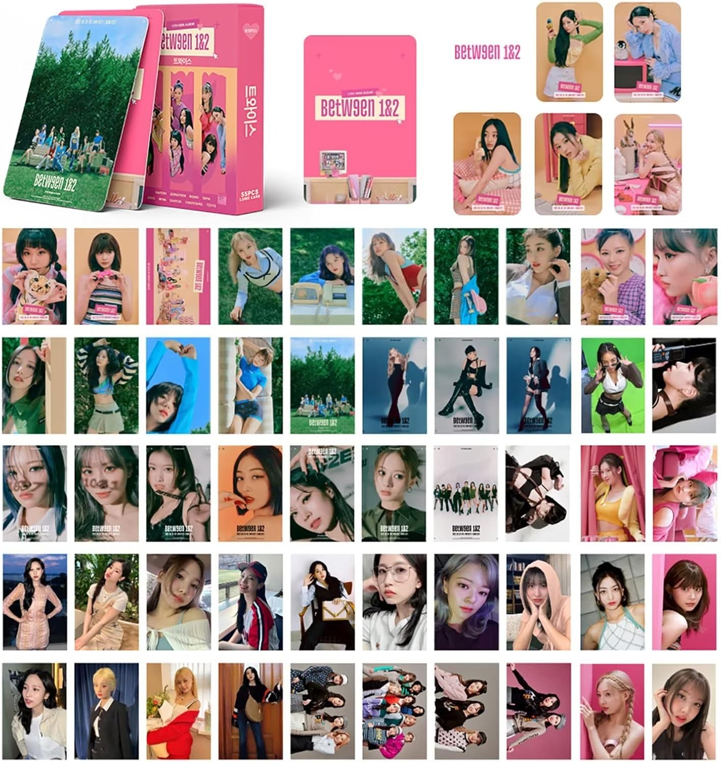Amazon.com : SXTQFDC Twice Lomo Cards 55pcs Between 1&2 Photocards Momo Dahyun Mina Postcards ...