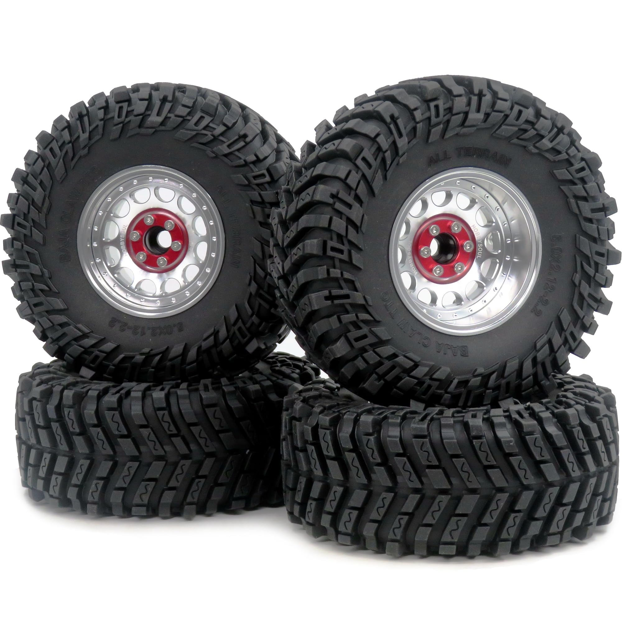 Amazon.com: hobbysoul 2.2 Beadlock Wheels and Tires, RC Adjustable 4 ...