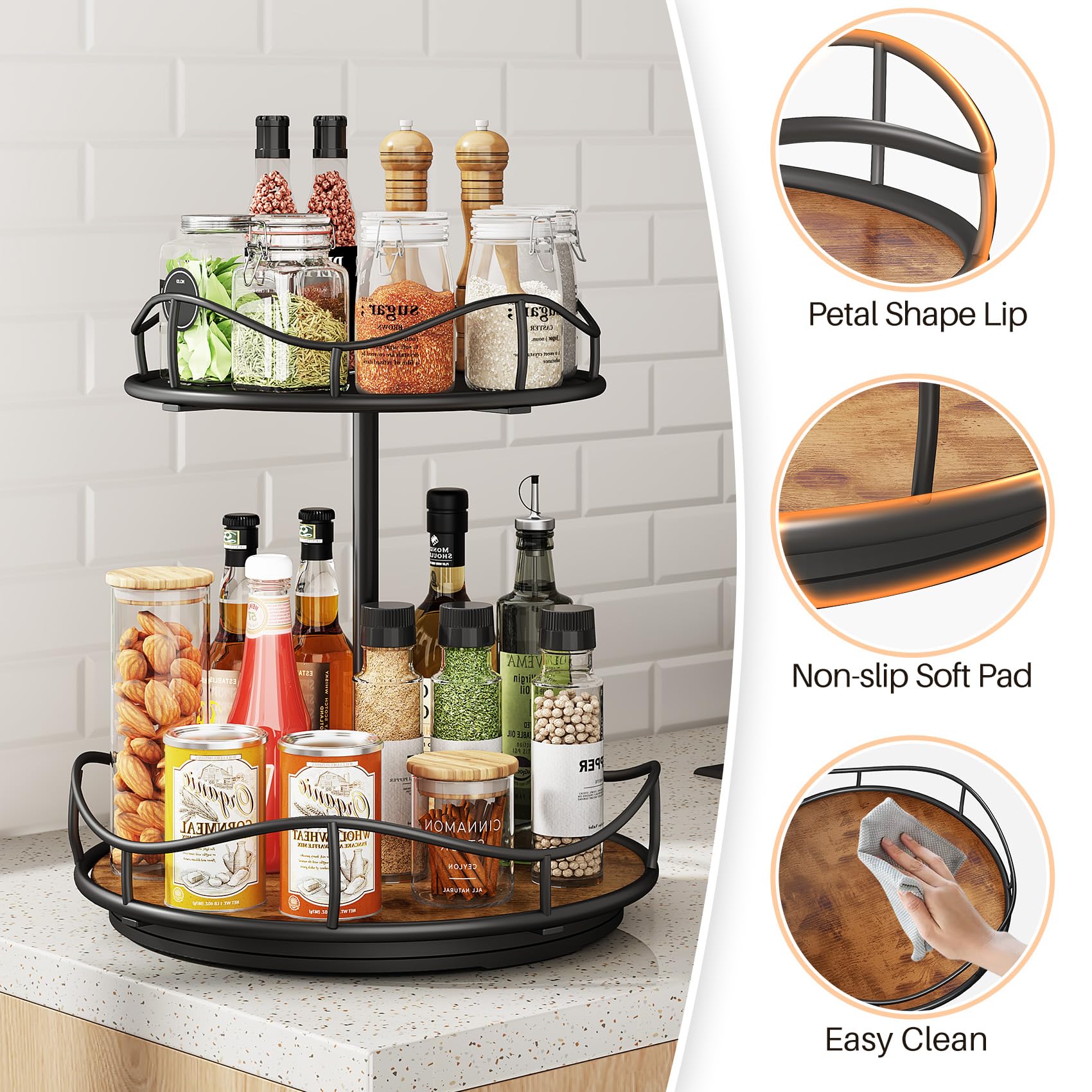 Snapklik.com : SNTD Lazy Susan Organizer Turntable Spice Rack - 2 Tier ...