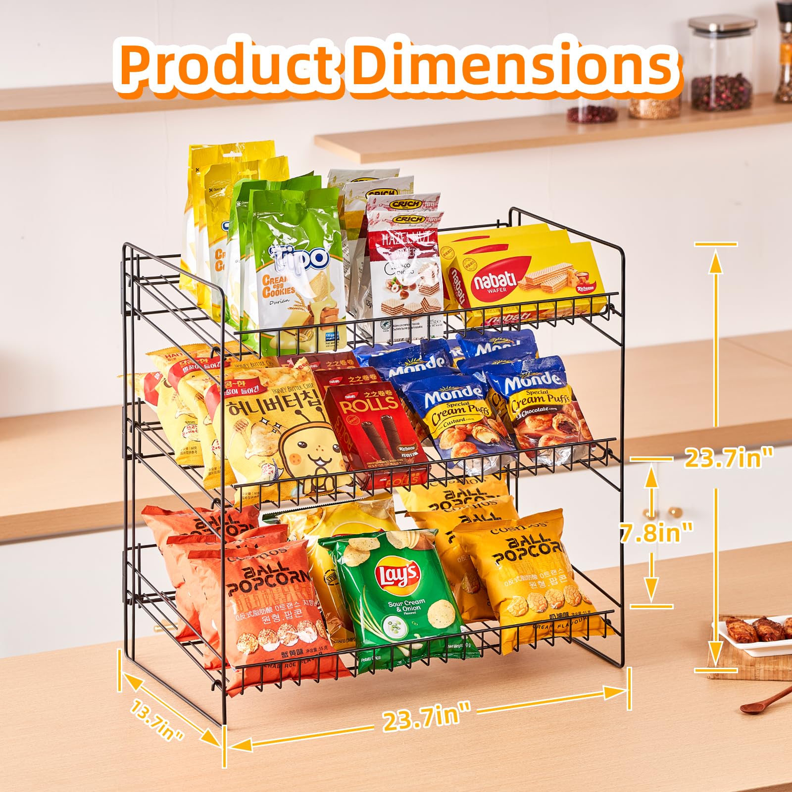 Glolaurge Large Candy Display Rack, Snack Organizer, Wire Snack Shelf ...