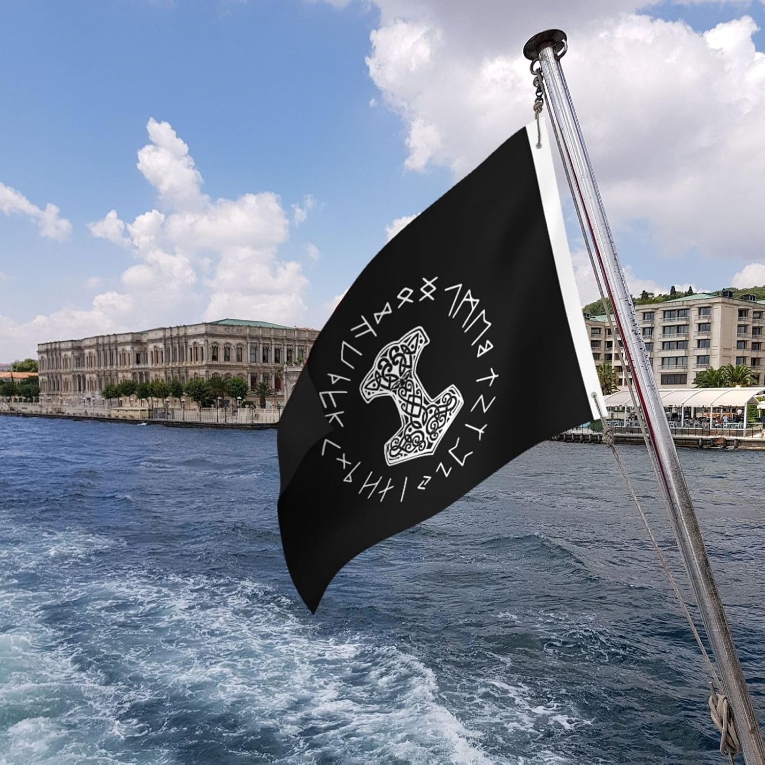 Vikings Mjolnir And Rune Wheel Norse Mythology Symbol Flags 2×3 Ft Yard ...