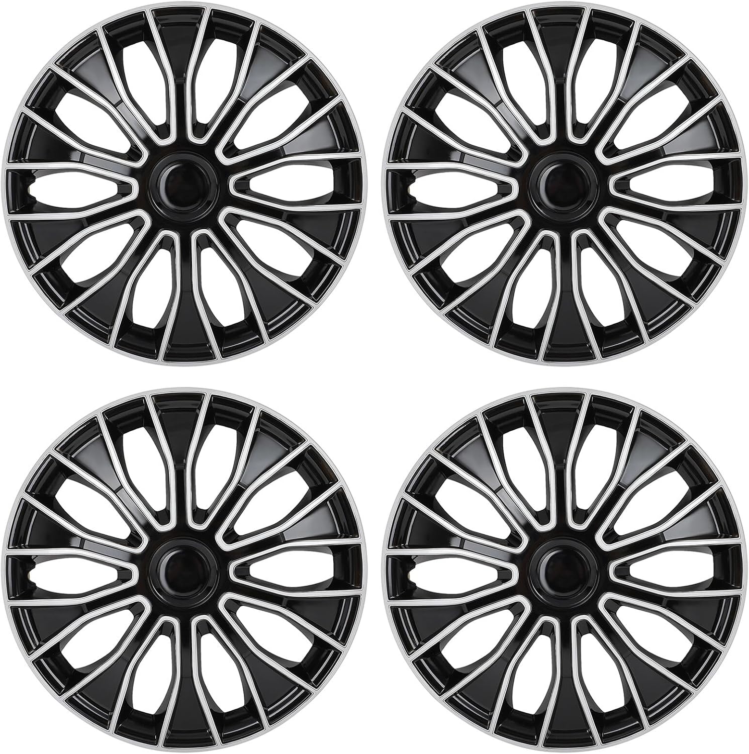 Amazon.com: ROADFAR Black & Silver OEM Steel Wheel Hubcaps Rim 15 ...