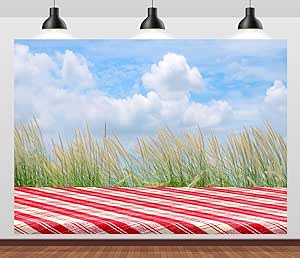 Amazon.com : CORFOTO Spring Outing Picnic Backdrop 6x4ft Fabric Green ...