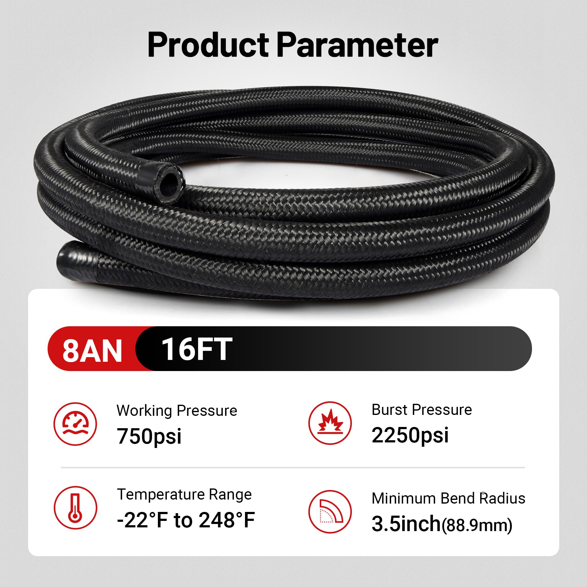 Snapklik.com : 8AN Fuel Line Kit, 8AN Nylon Braided Fuel Line Hose ...