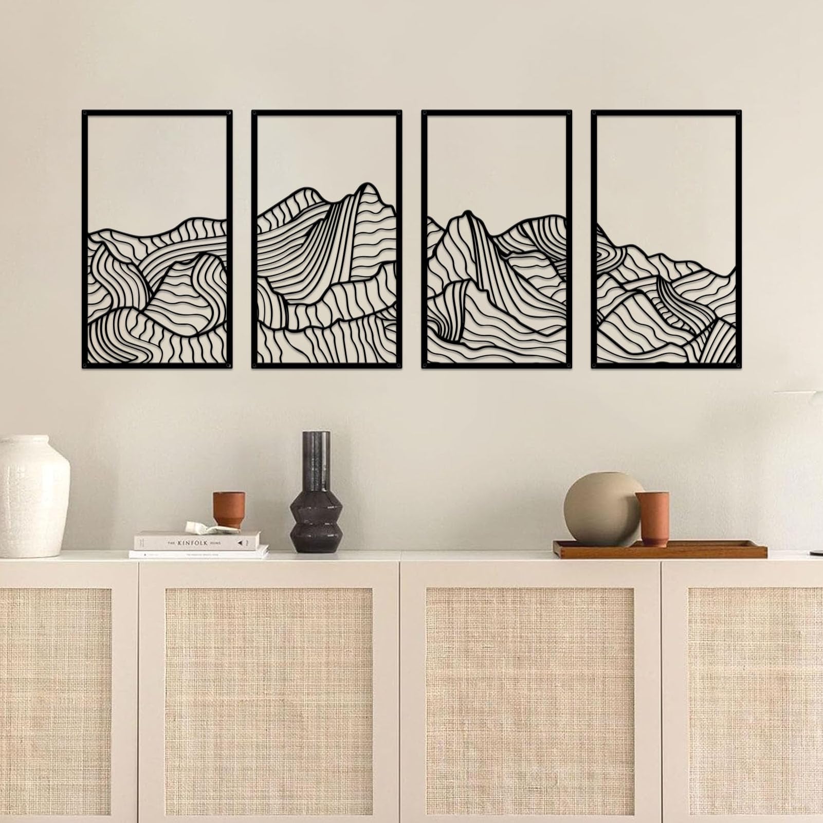 Amazon.com: Resama 4 Pcs Black Metal Mountain Line Wall Decor Line ...