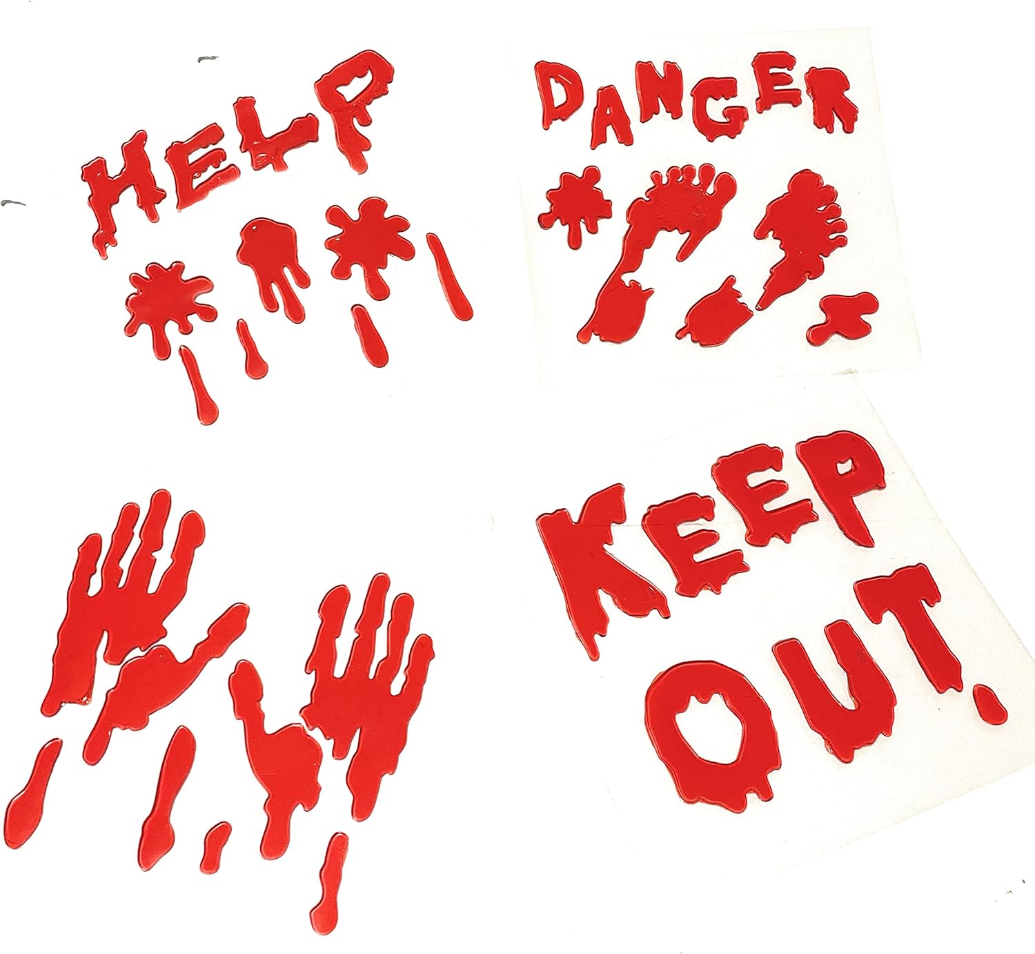 Amazon.com: Set of 4 Spooky, Bloody, Halloween Window Clings-Bloody ...