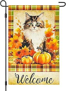 Amazon.com : Vigor Home Cat Decorative Welcome Fall Burlap Garden Flag ...