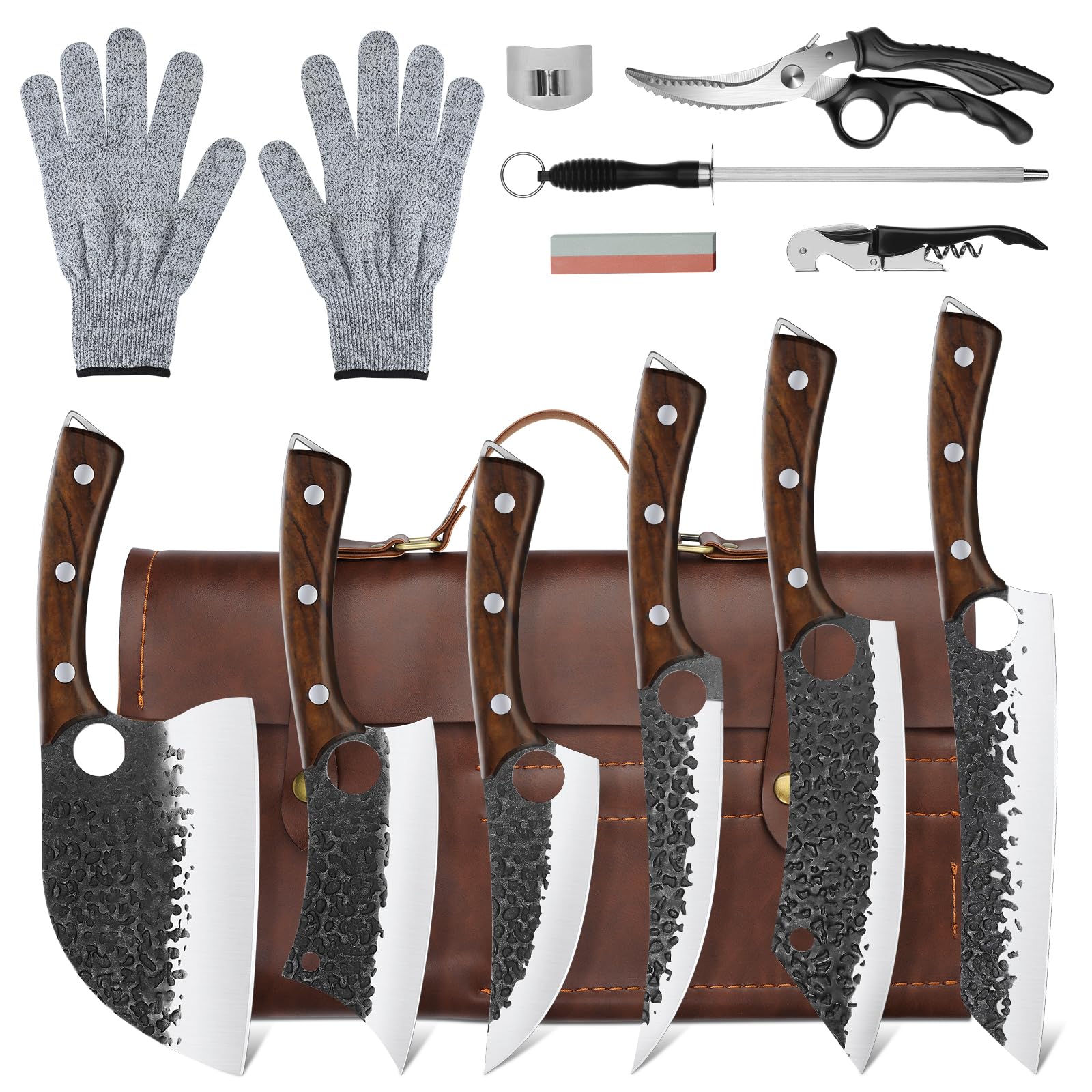 Amazon.com: Purple Dragon Butcher Knife Set, 12 Pcs Chef Knife Set ...