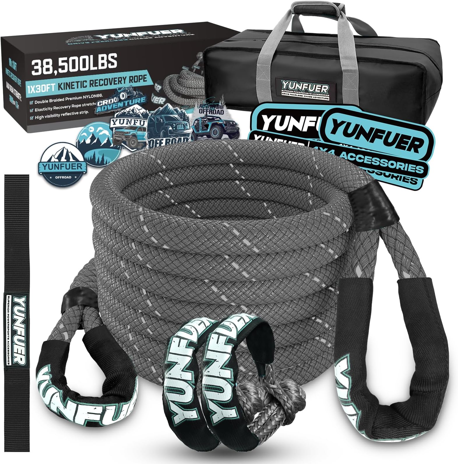 Amazon.com: Rhino USA Kinetic Rope Recovery Kit (7/8in x 30ft) - Heavy ...