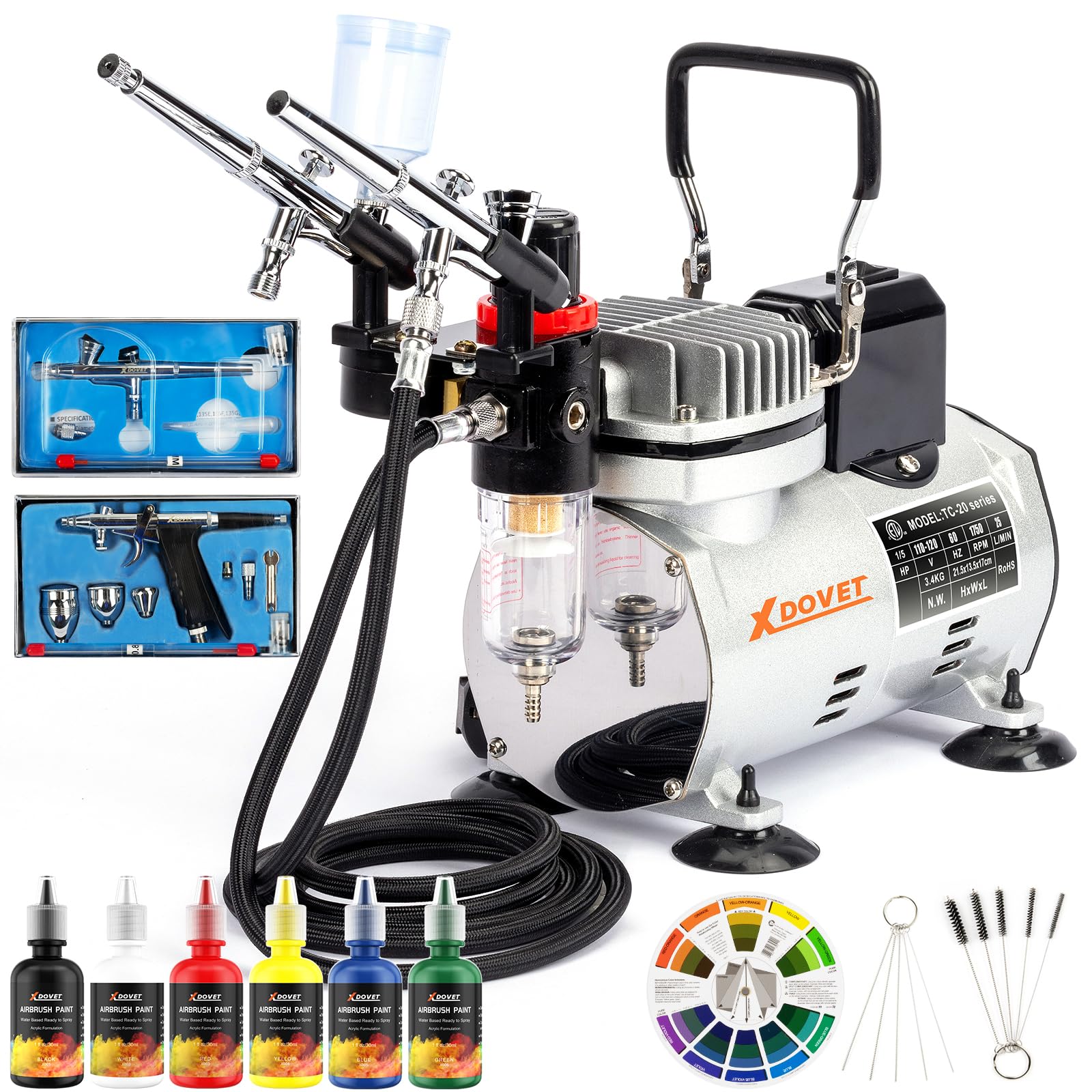 Amazon.com: XDOVET Airbrush with Cooling Dual-Fan Air Storage Tank ...