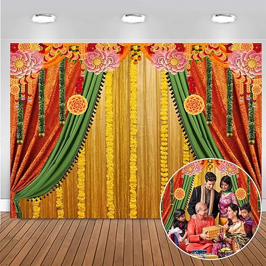 Amazon.com : Indian Pooja Backdrop Diwali Puja Ganpati Background India ...