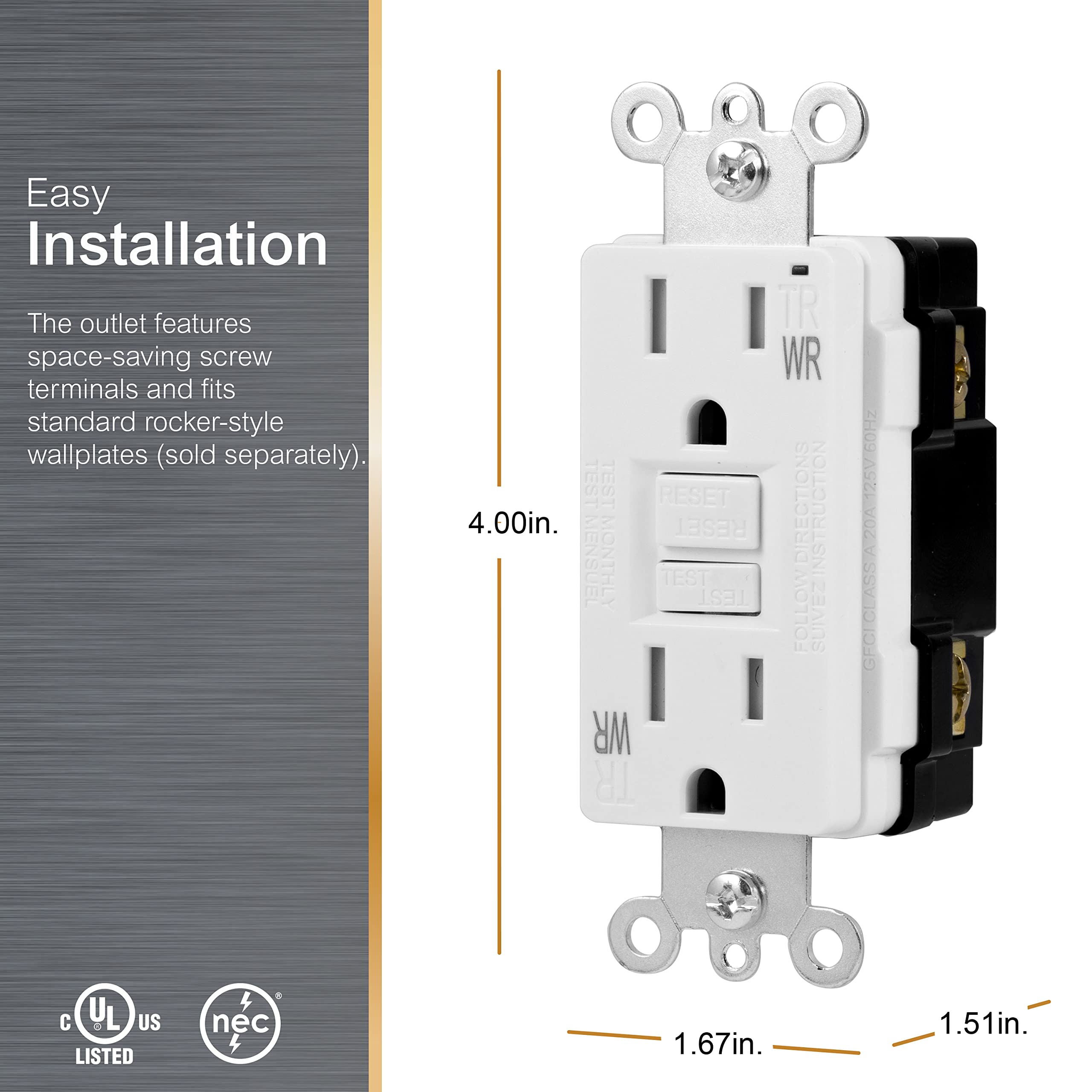 Snapklik.com : GFCI in-Wall Receptacle, Weather-Resistant Outlet ...