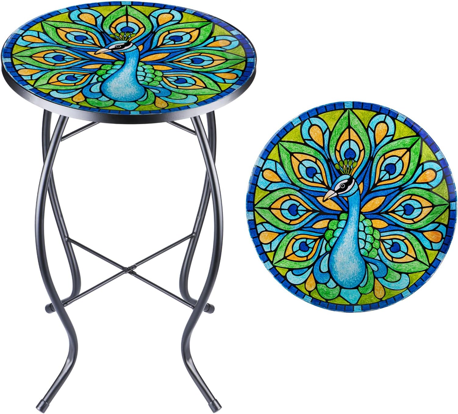 Amazon.com: VCUTEKA Outdoor Mosaic Side Table Small Patio Table Coffee ...