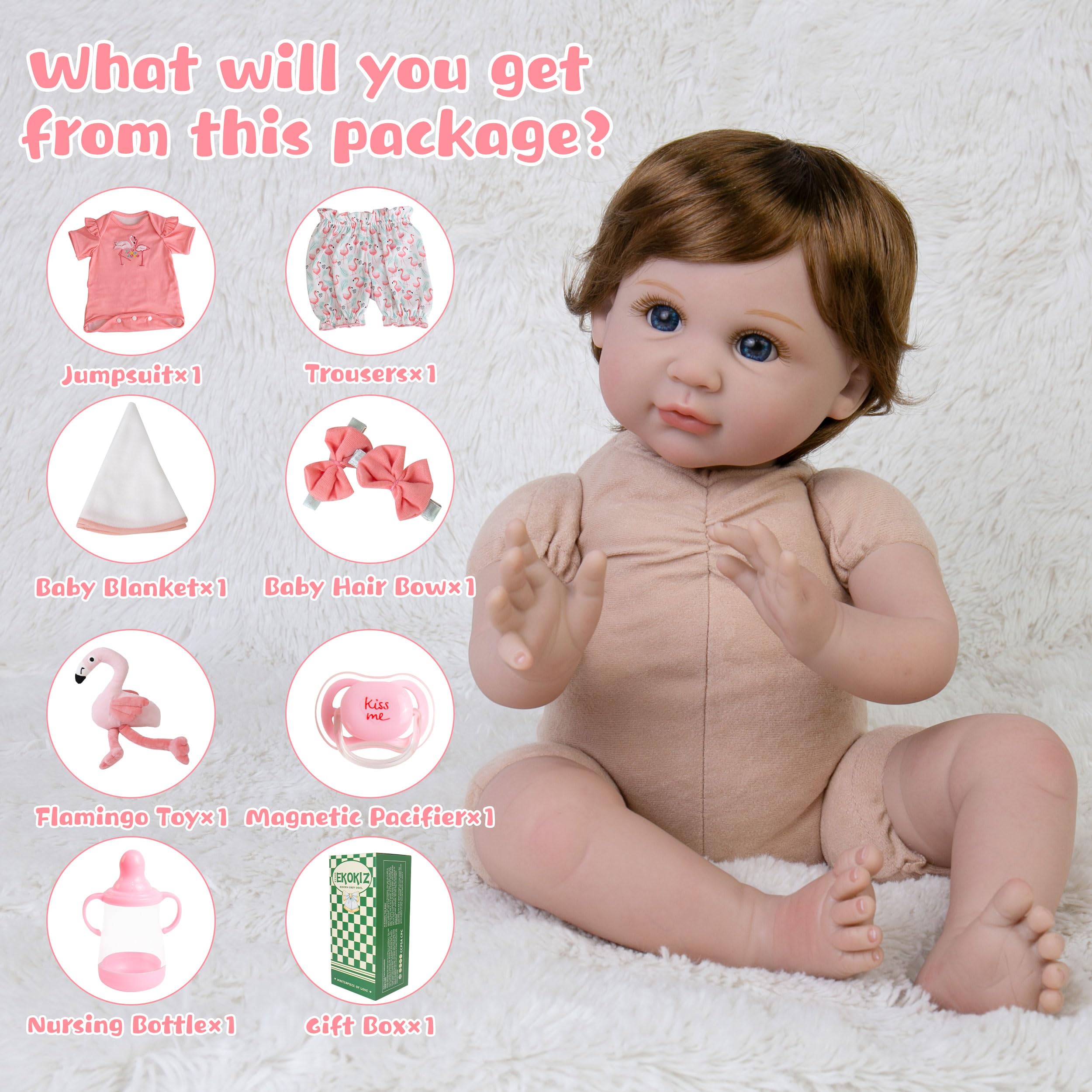 MILIDOOL Realistic Baby Doll 22-Inch Lifelike Newborn Baby Doll Soft ...