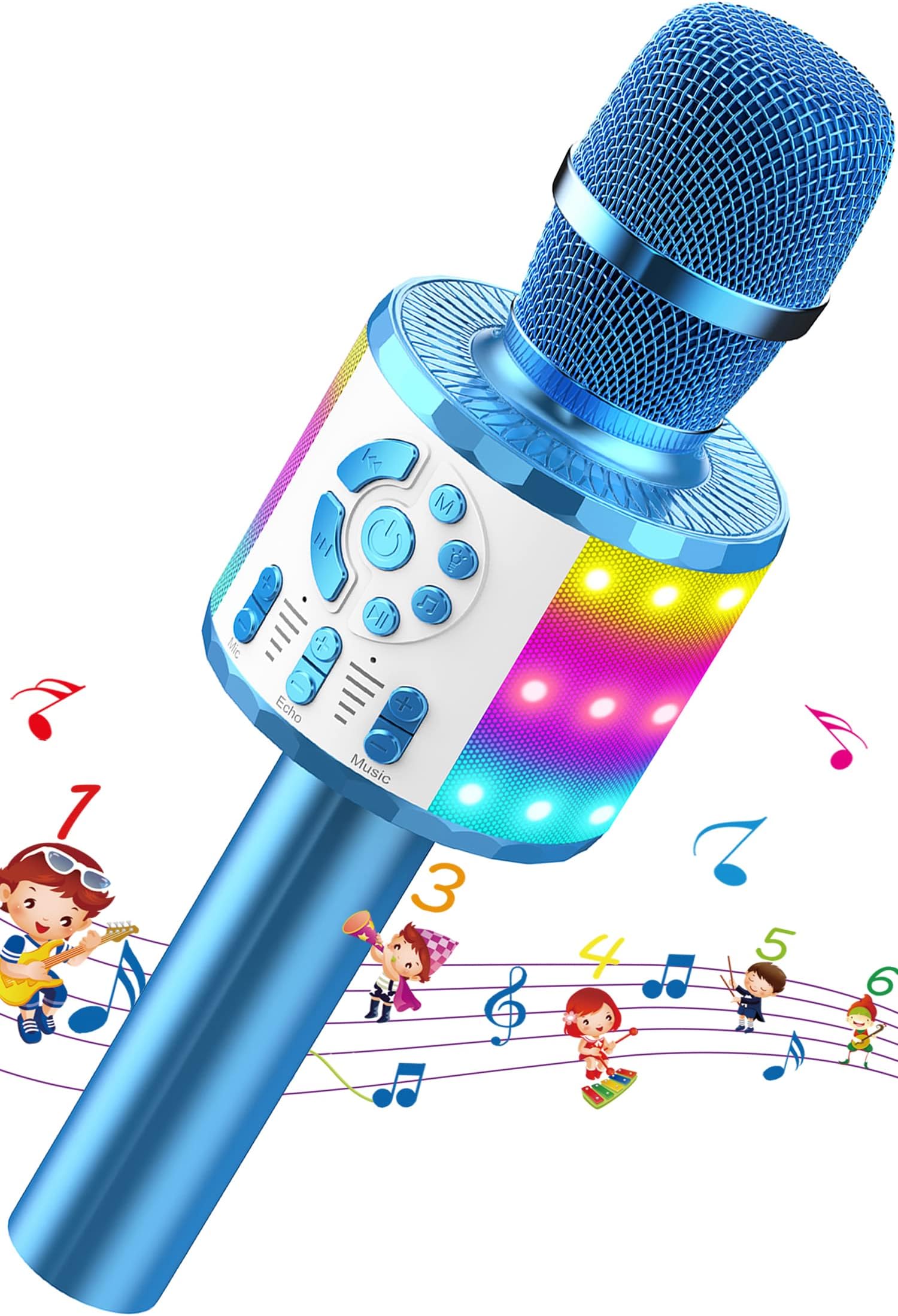 MicQutr Bluetooth Microphone Karaoke, Wireless LED Karaoke Microphone ...