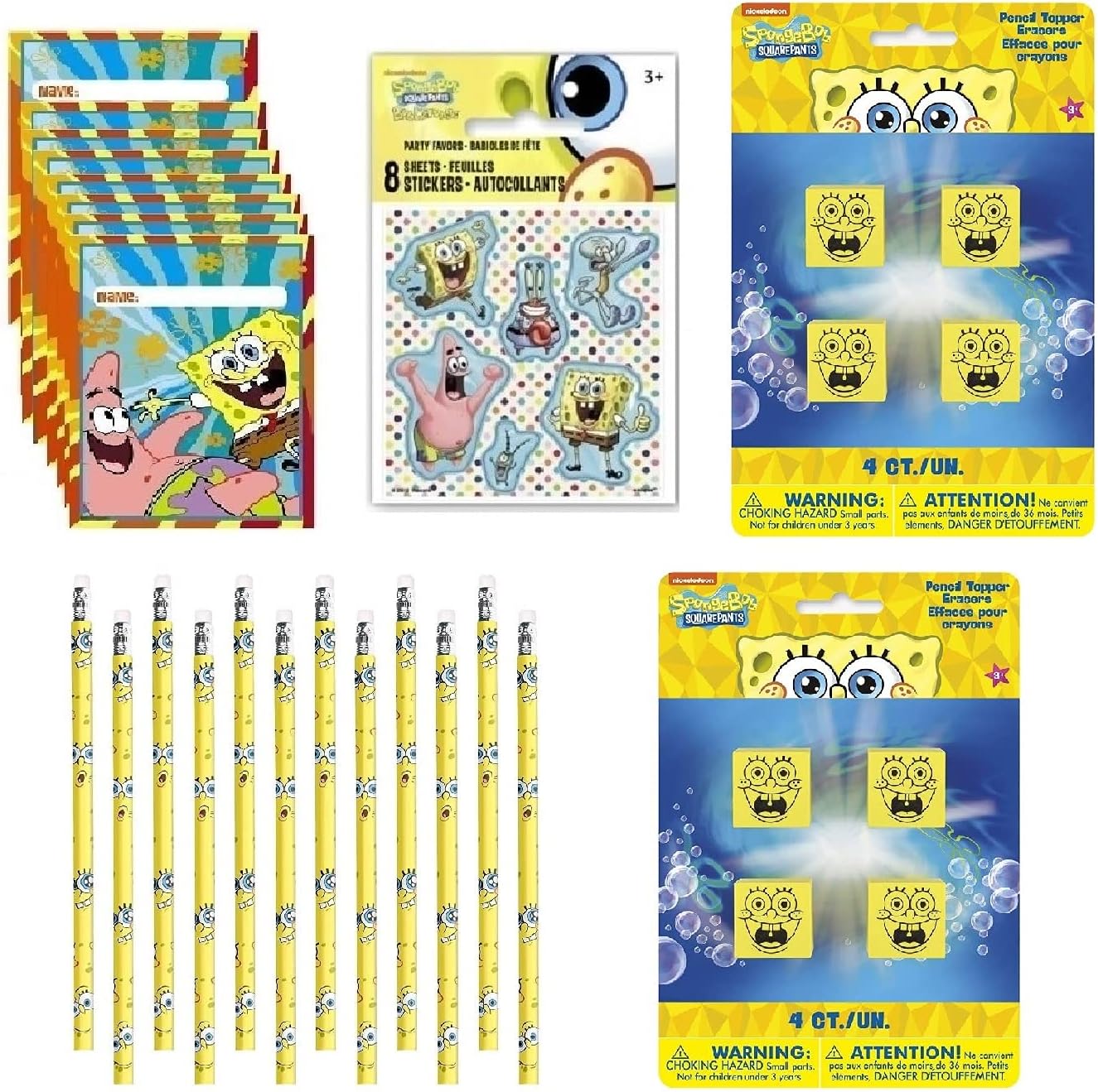 Amazon.com: Spongebob Squarepants Birthday Party Favor Bundle for 8 ...