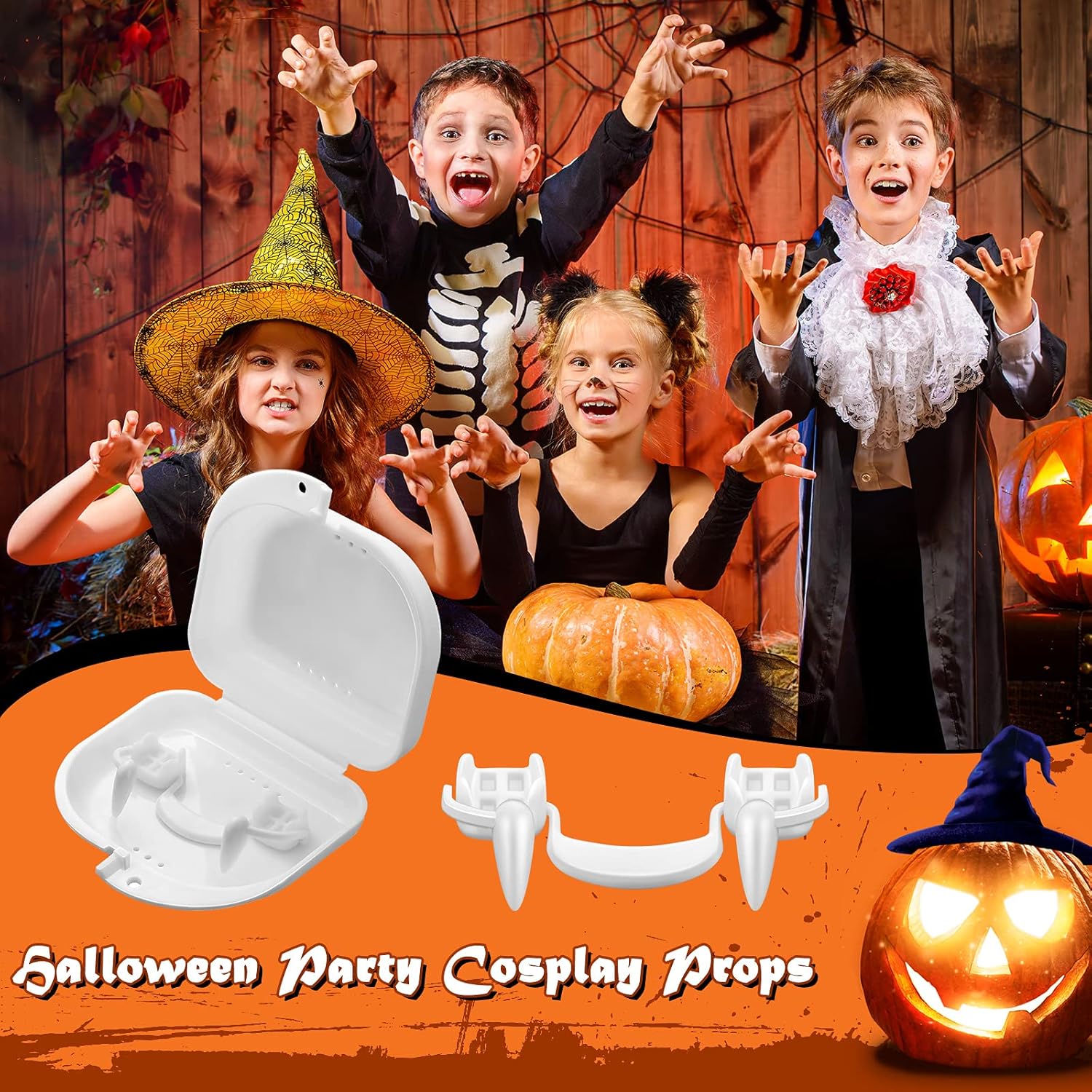 50 Pcs Retractable Halloween Vampire Fangs Teeth, Realistic Vampire ...