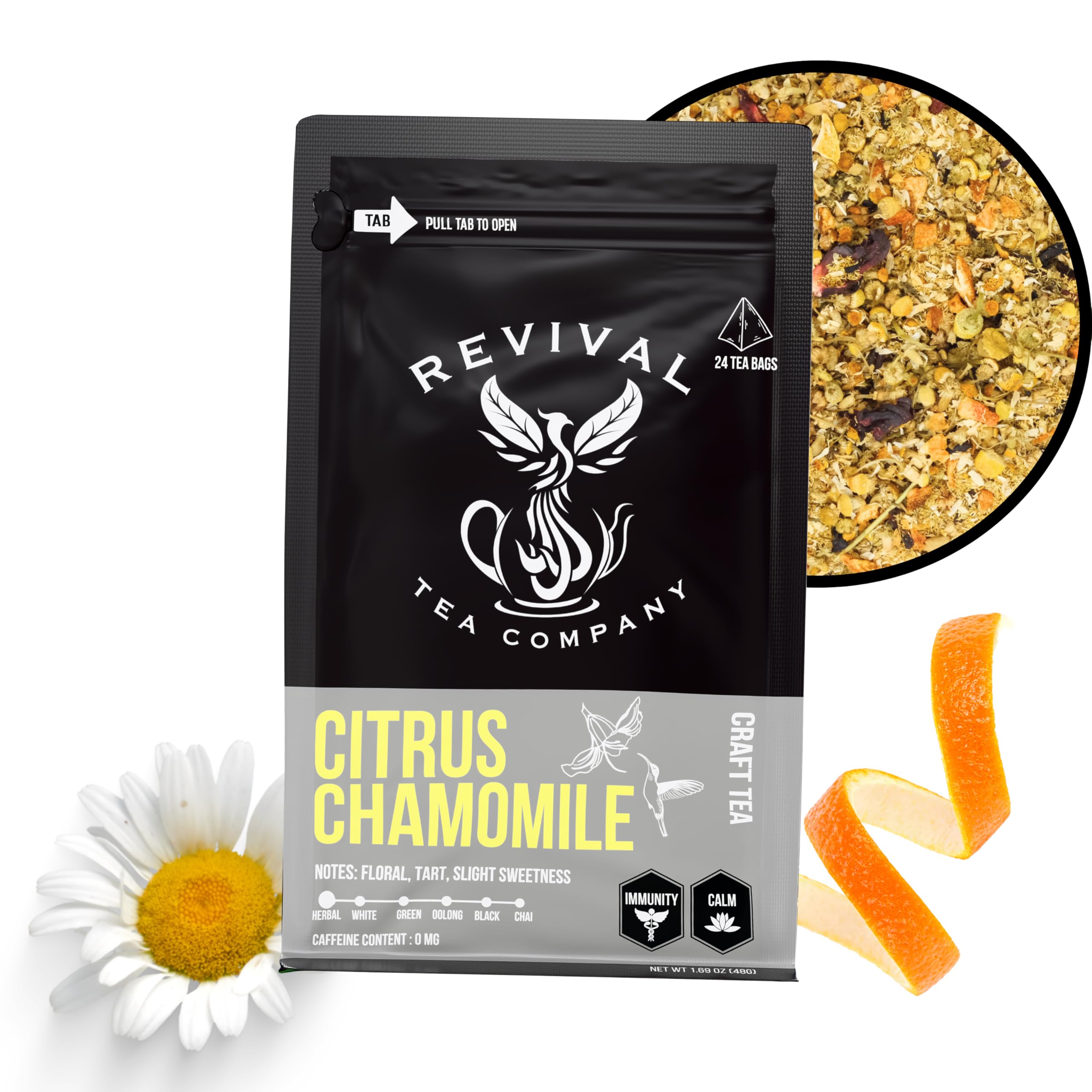 Amazon.com : Revival Tea Company Citrus Chamomile Tea - Herbal Tea ...