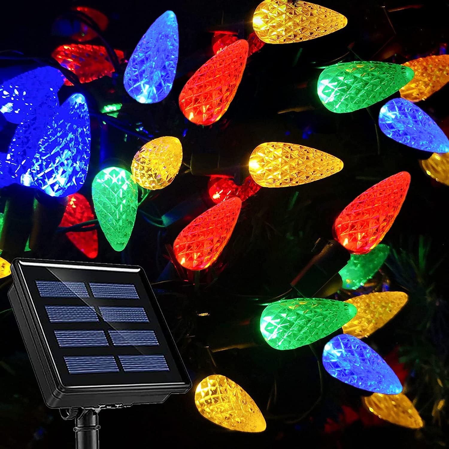 HUGSVIK 21Ft 50 LED Solar Christmas Lights Outdoor, 8 Modes C6 ...