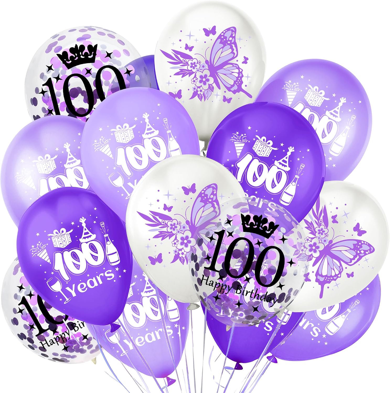 Amazon.com: 18Pcs 100th Birthday Decorations Balloon Kit - Purple Theme ...