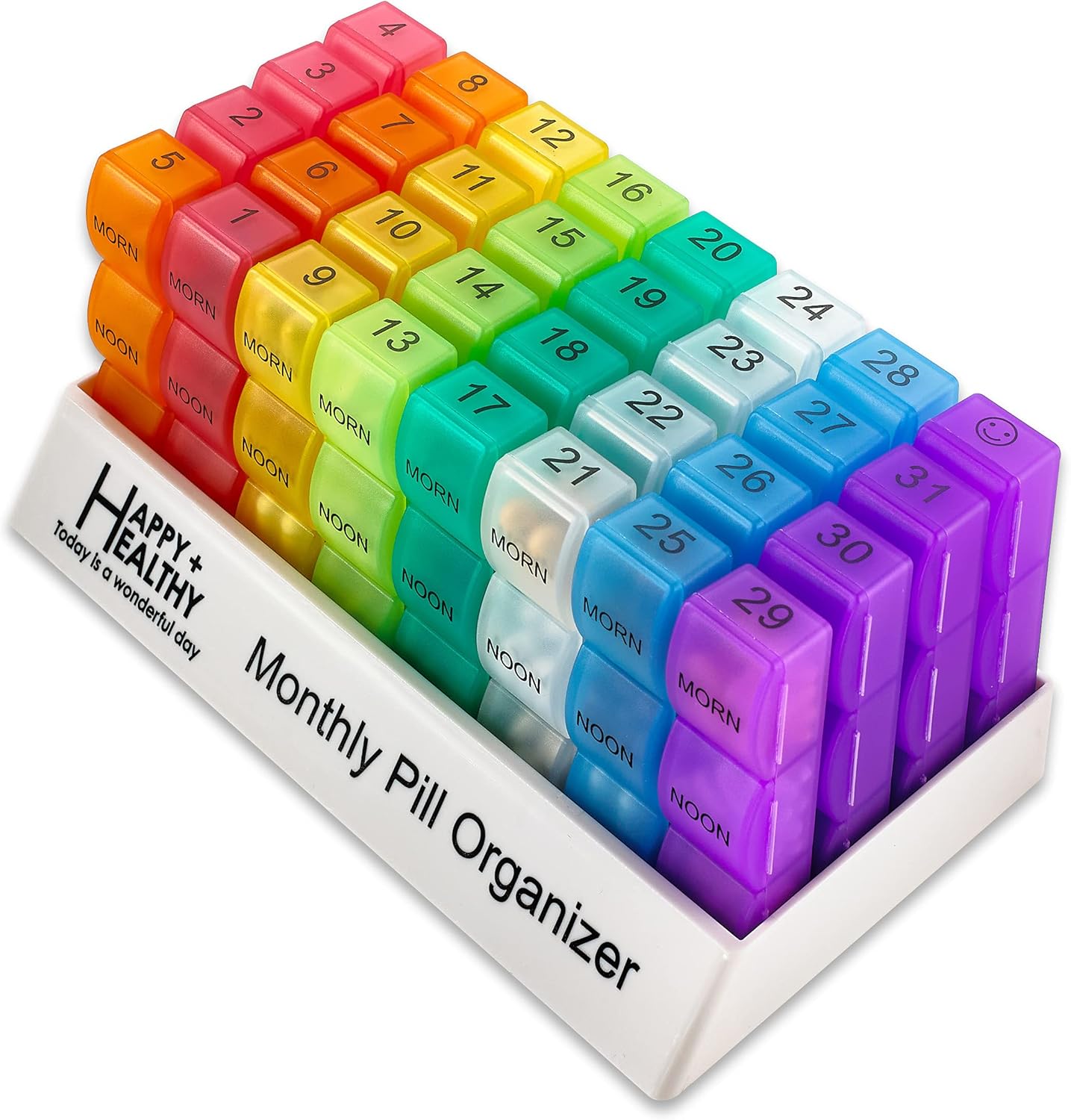 Month Pill Box Organizer 3 Times A Day Morning Noon Night 30 Day 