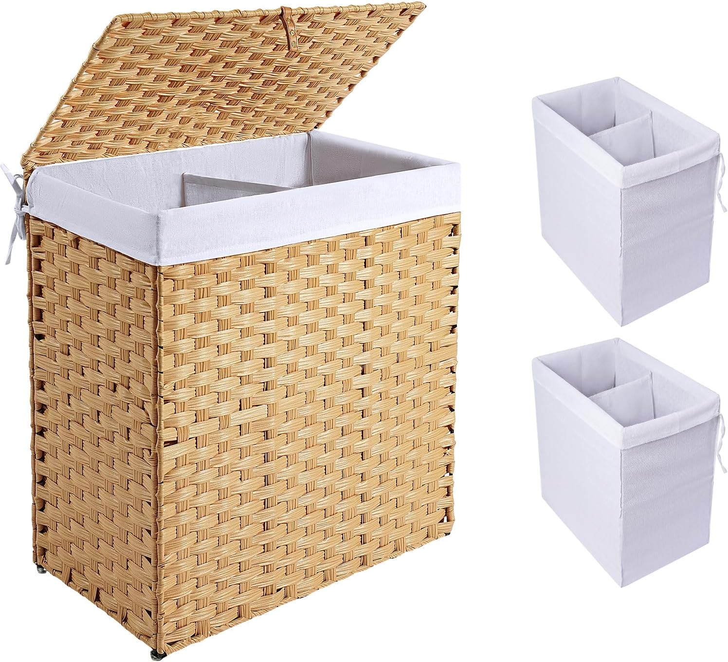 Amazon.com: Woven Laundry Hamper with Lid and Handles, 110L Foldable ...