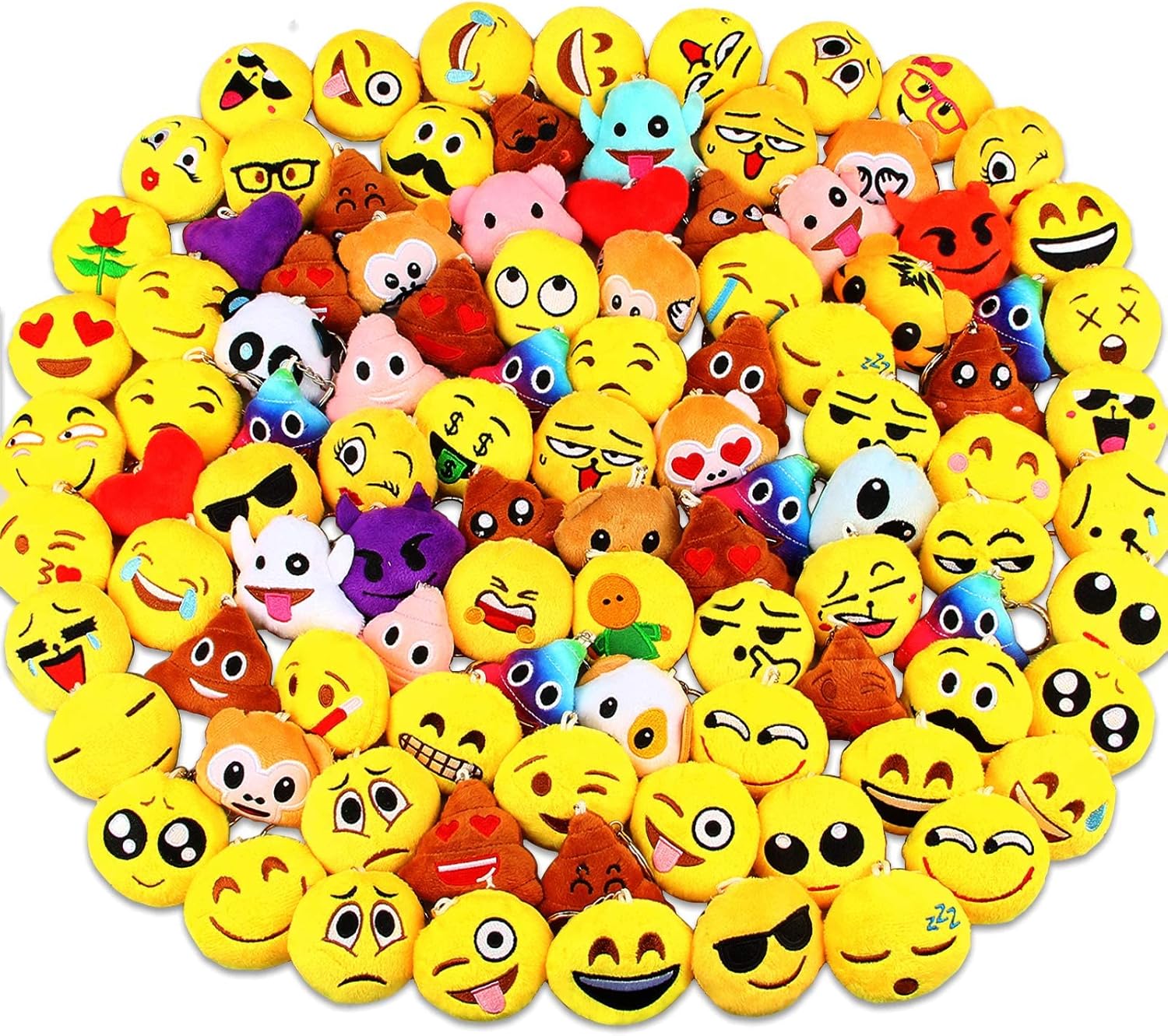 Amazon.com: LQB Emoticon Party Favors, Emoticon Keychain 100 Pack Mini ...