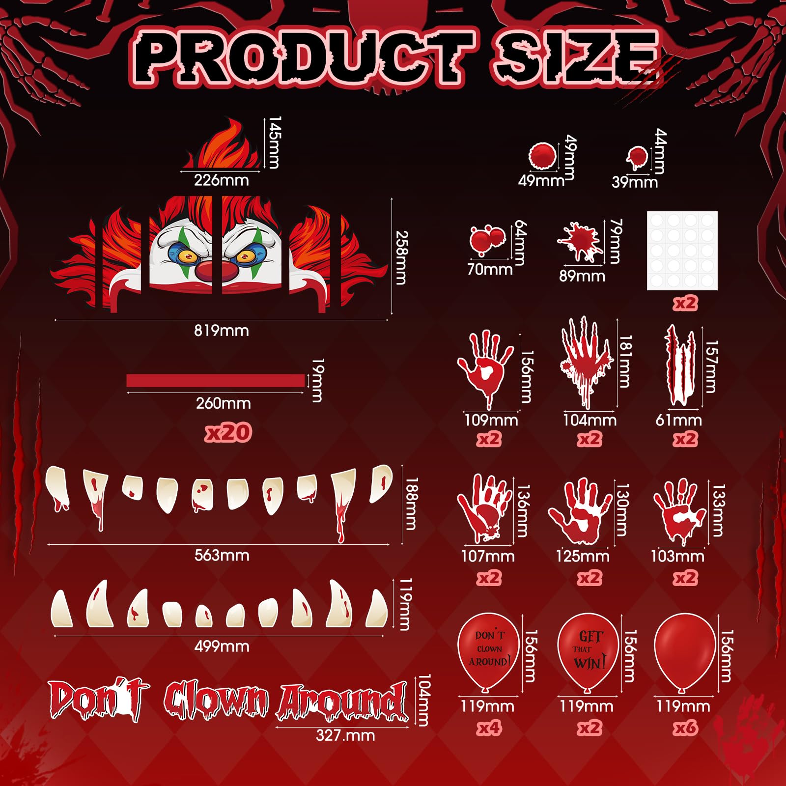 Snapklik.com : Halloween Bulletin Board Decorations Set Clown Paper ...