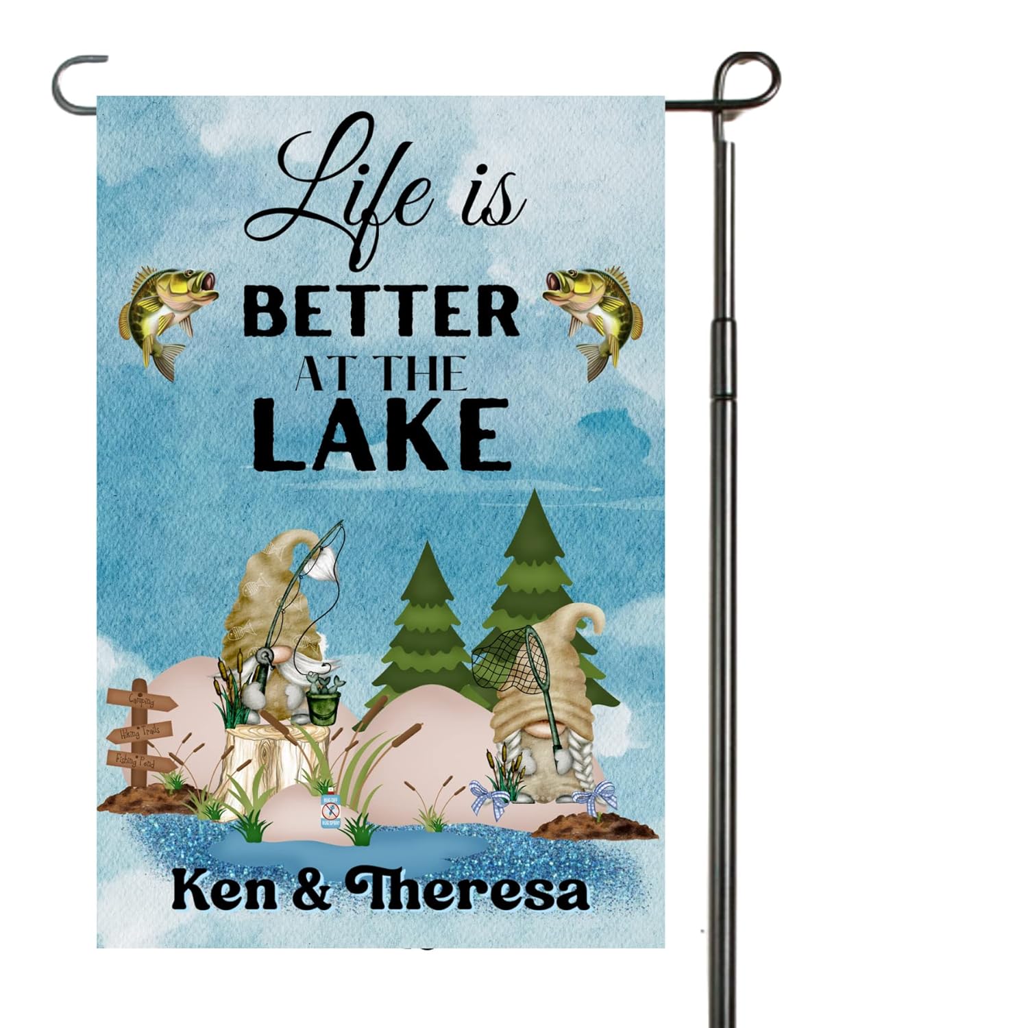 Amazon.com: Life is Better at the Lake Gnome Personalized Garden Flag ...