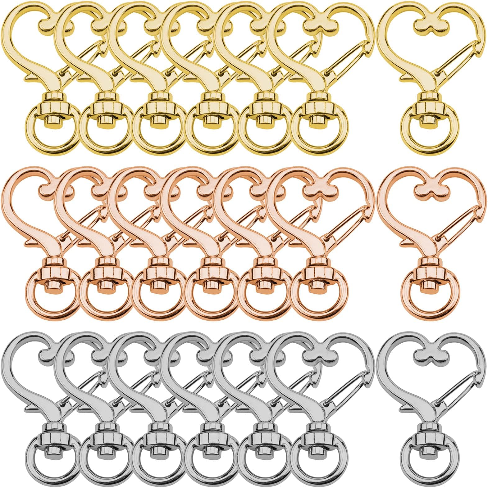 Amazon.com: 36Pcs Heart-Shaped Swivel Snap Hook,Metal Spring Snap ...