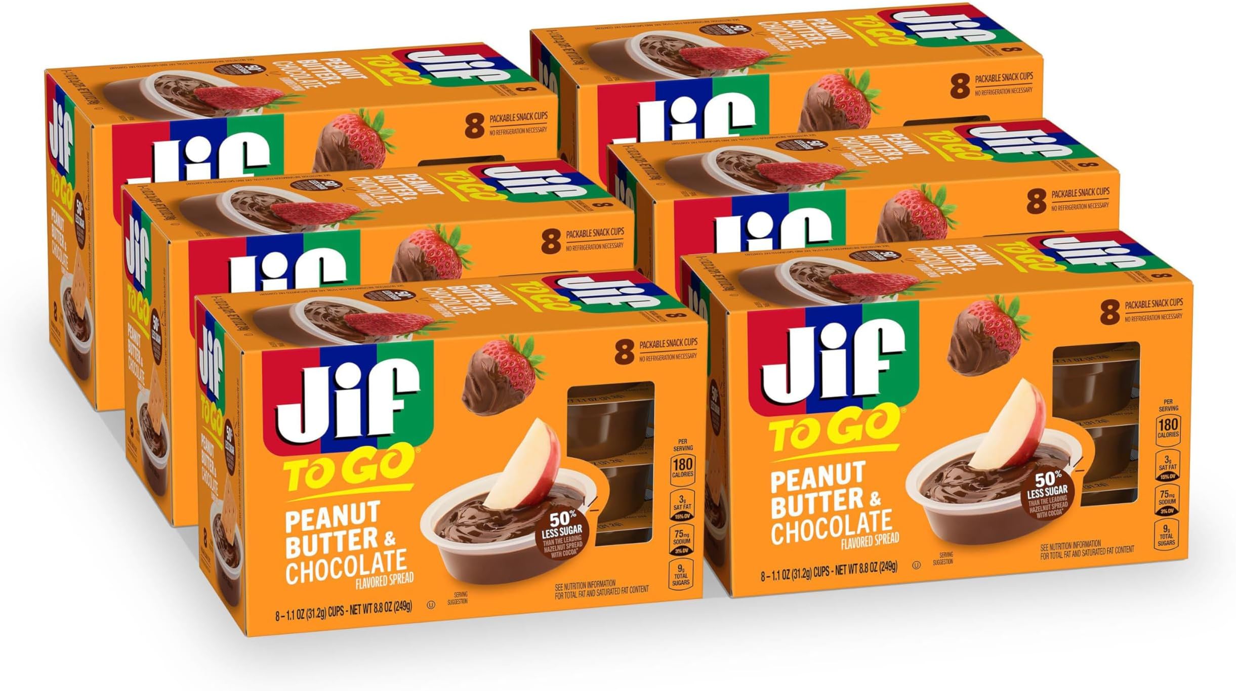 Amazon.com : Jif Peanut Butter & Chocolate To Go, 8 Count Cups (Pack of ...