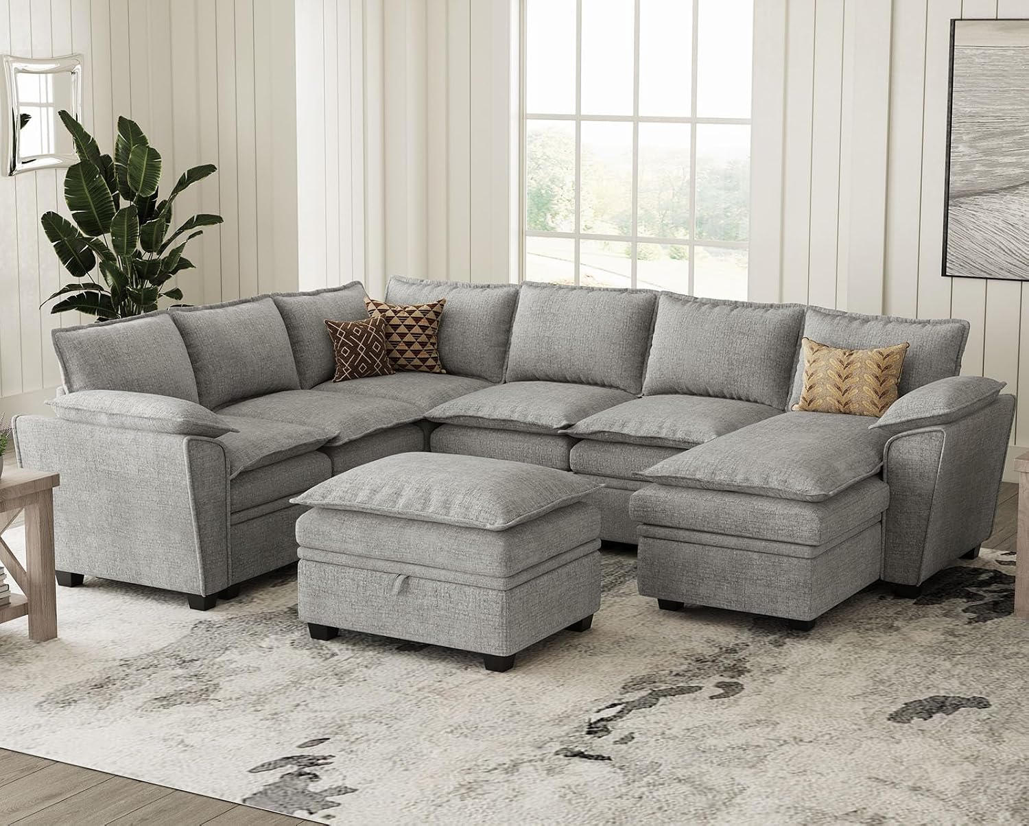 Amazon.com: Belffin Modular Sectional Pull Out Couch Bed Sleeper Sofa ...