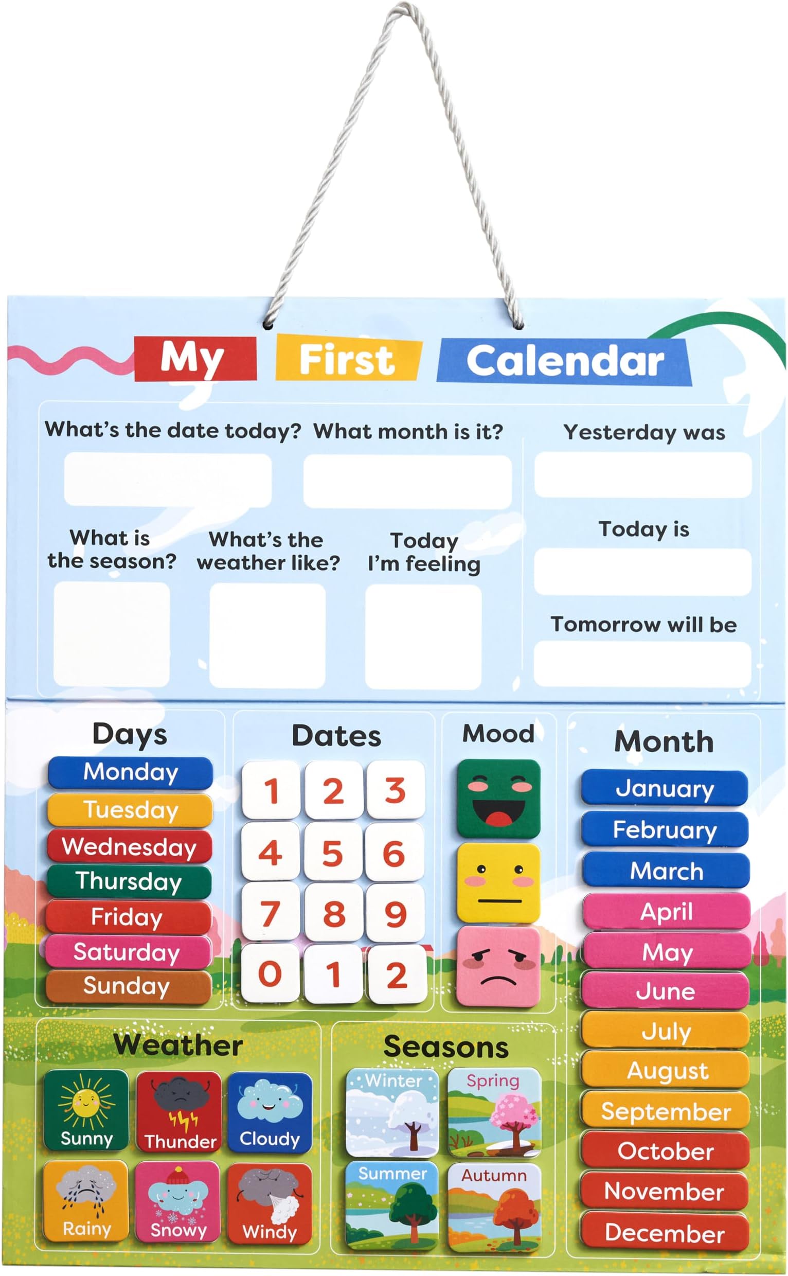 Navaris Kids Magnetic Calendar Board - My First Calendar Daily Magnet ...