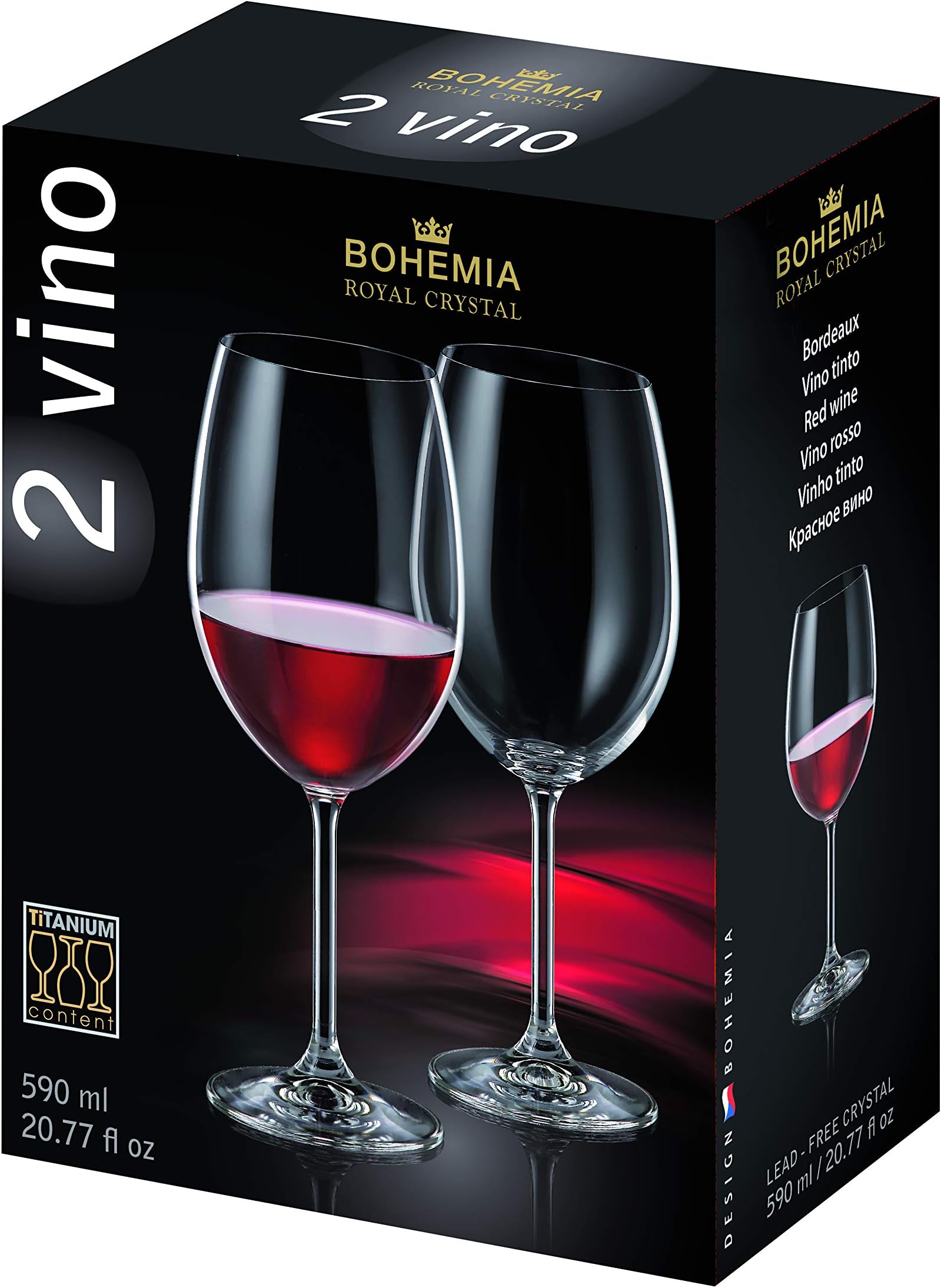 Amazon.com | Bohemia Royal Crystal - Red Wine Glass Glasses 20 oz - Set ...